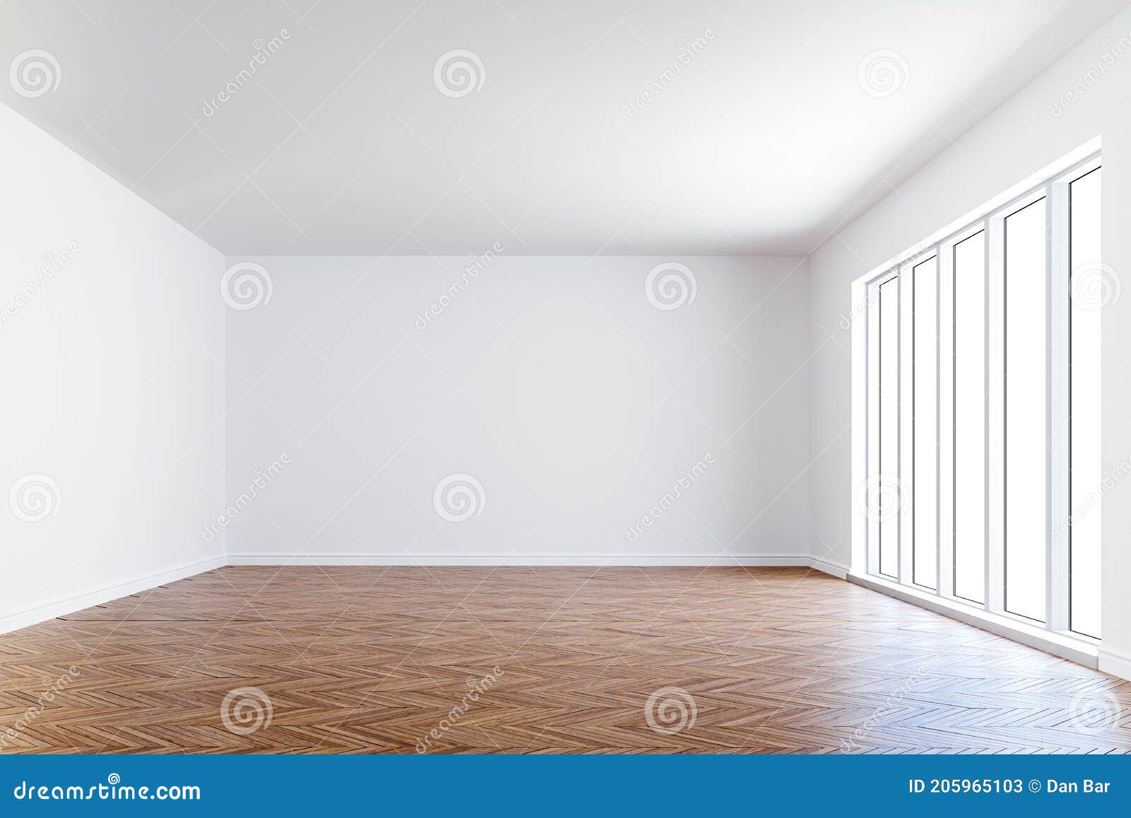 Interior Mock Up with Big Windows and White Stock Image - Image of ...