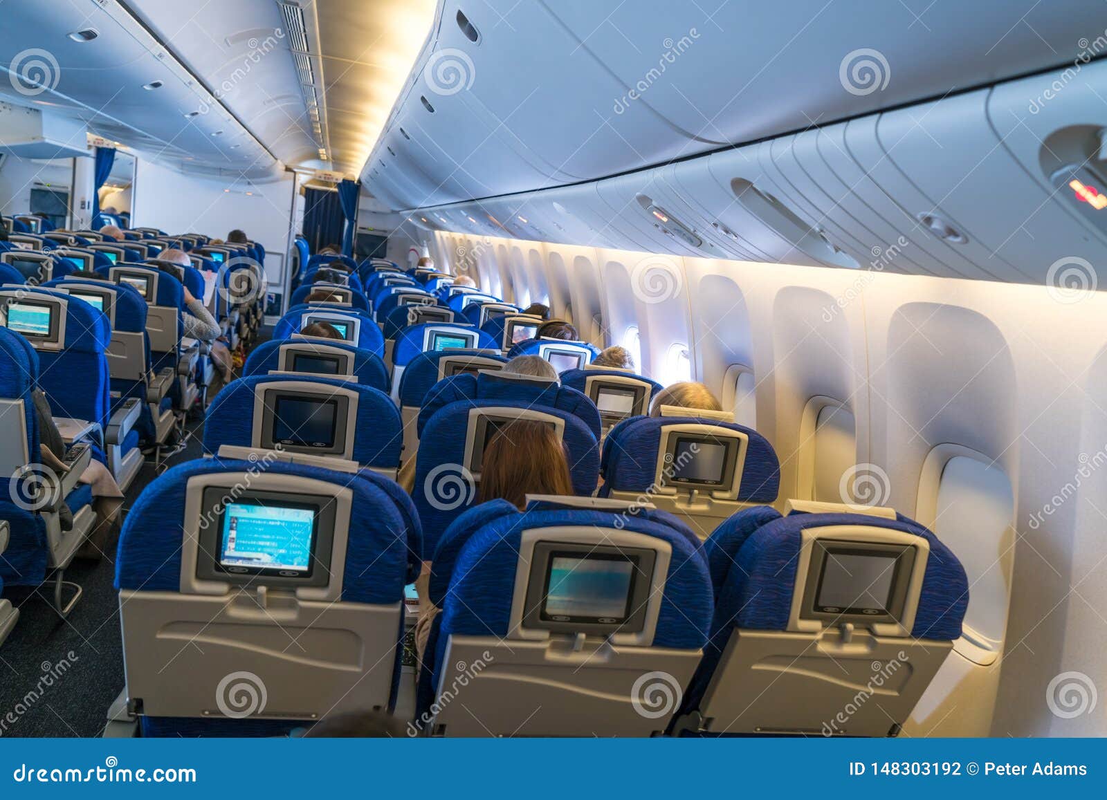 Interior of Aircraft Cabin editorial photography. Image of aeroplane ...