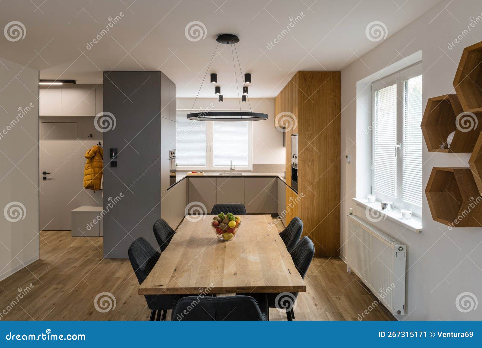 Interior of Modern Apartment - Hallway and Kitchen Stock Image - Image ...