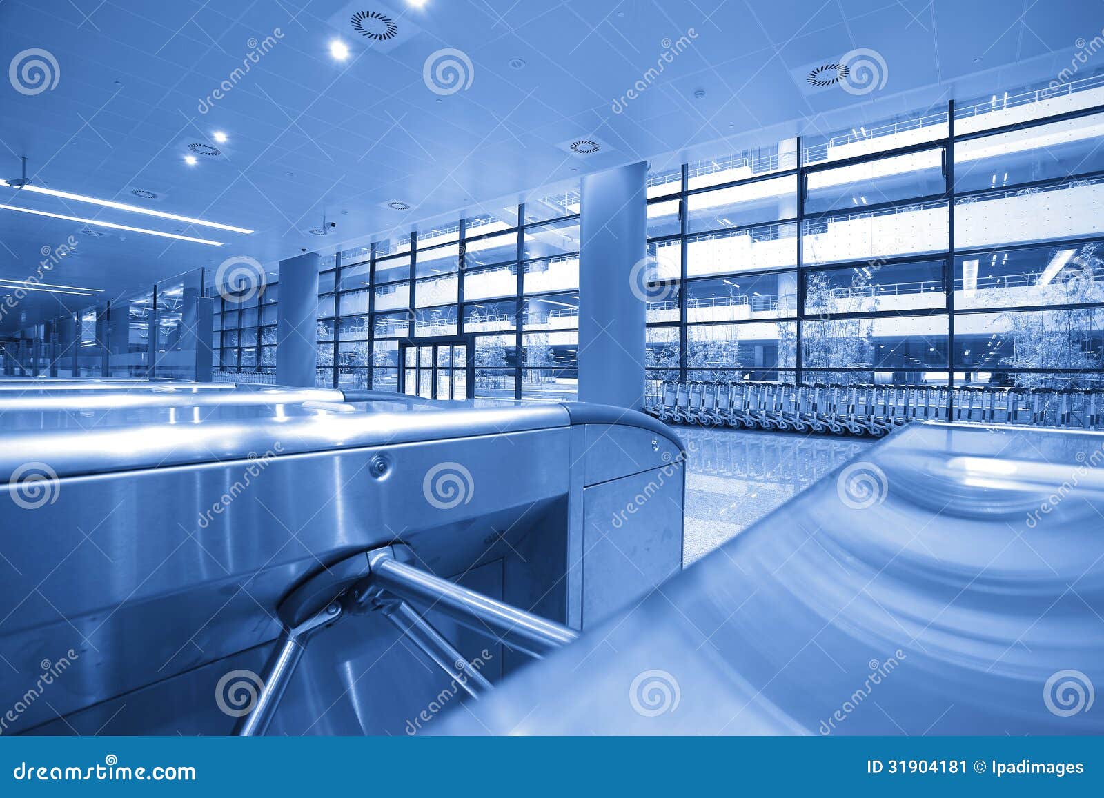 Interior of the Modern Architectural at Subway Turnstile Gate Stock ...