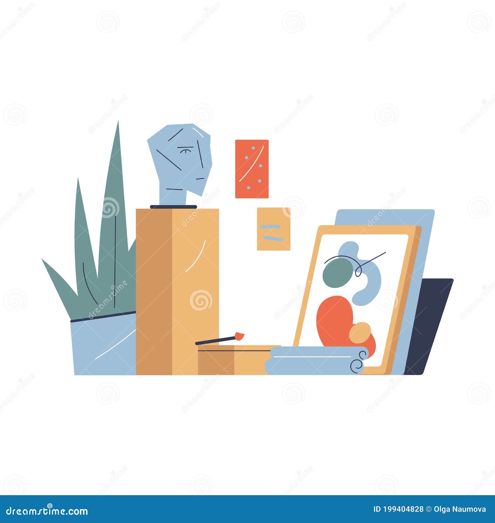 Interior of Modern Art Studio with Sculpture, Easel and Equipment for ...