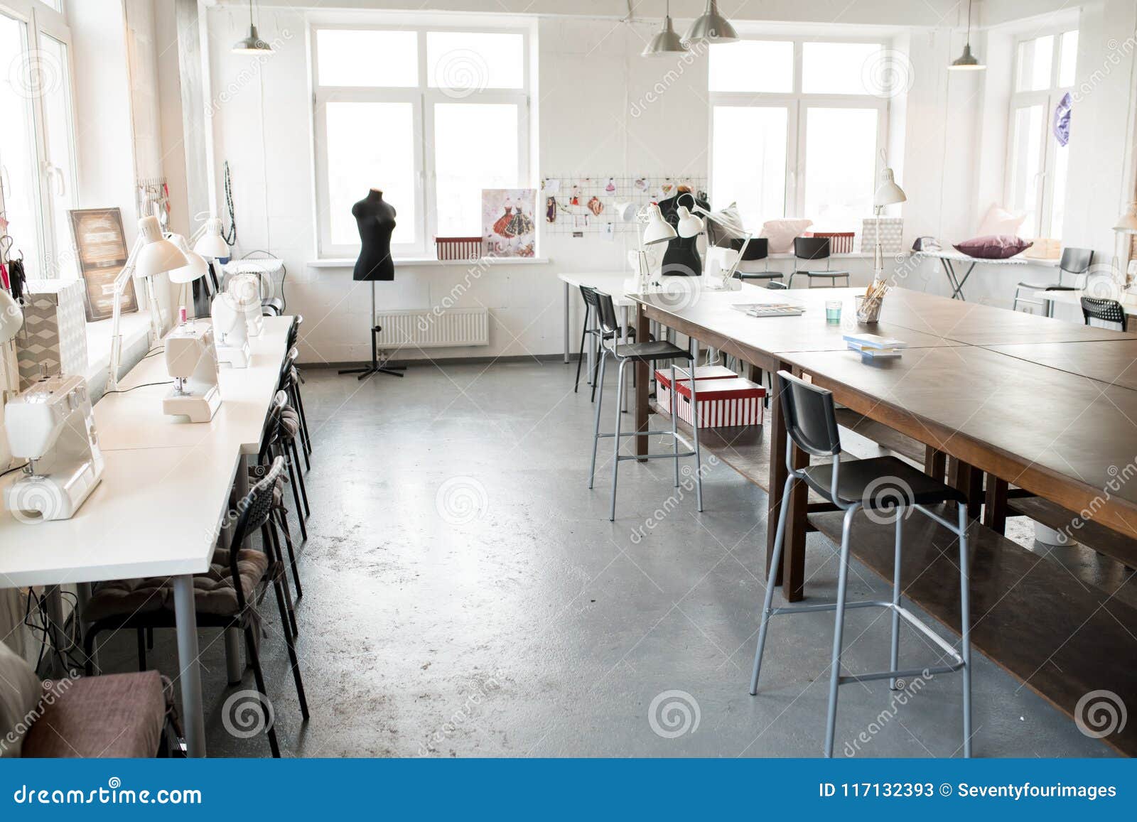 Empty Fashion Atelier Interior Stock Image - Image of light, dummy ...