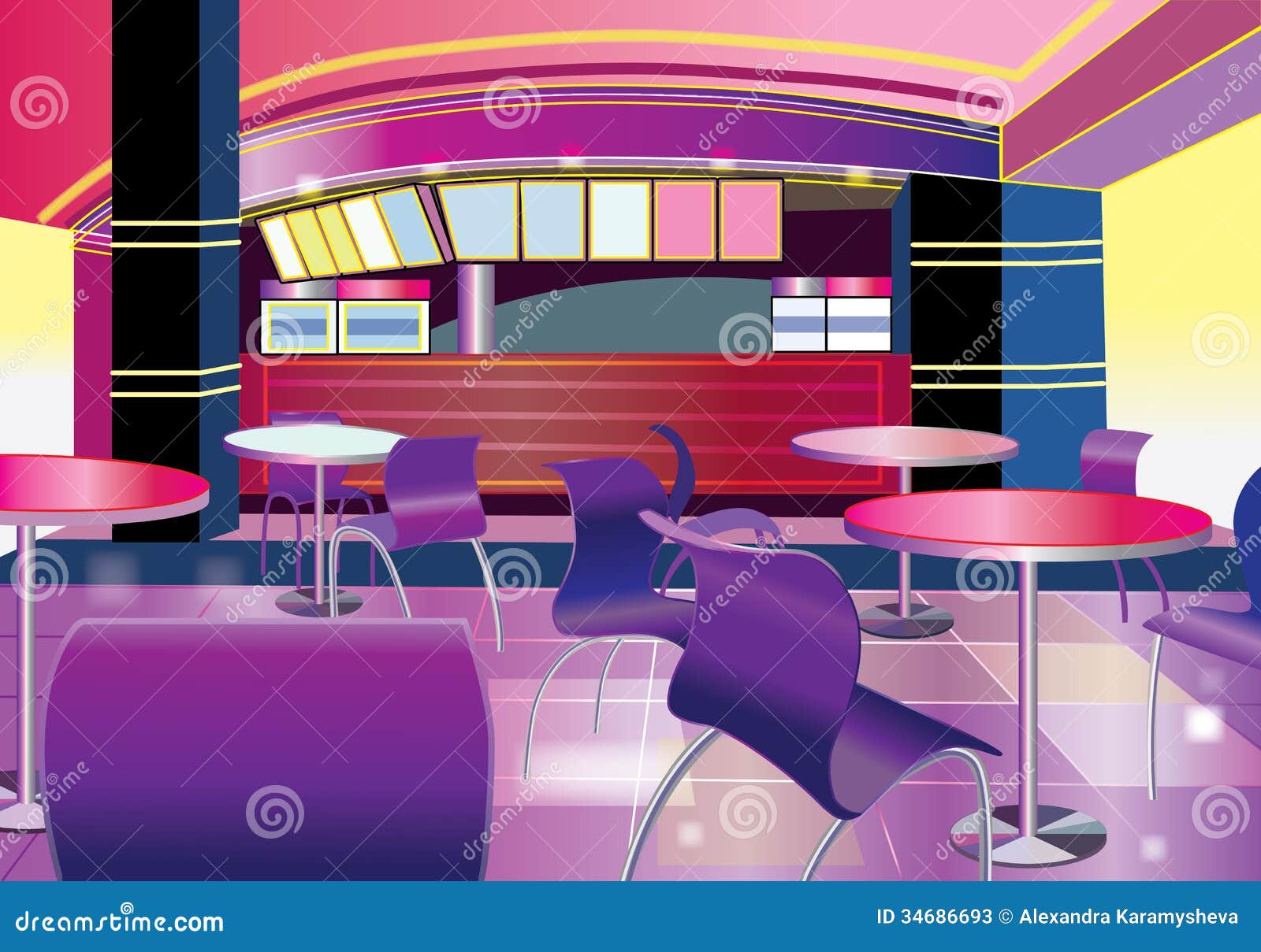 Interior of a modern bar stock vector. Illustration of architecture ...