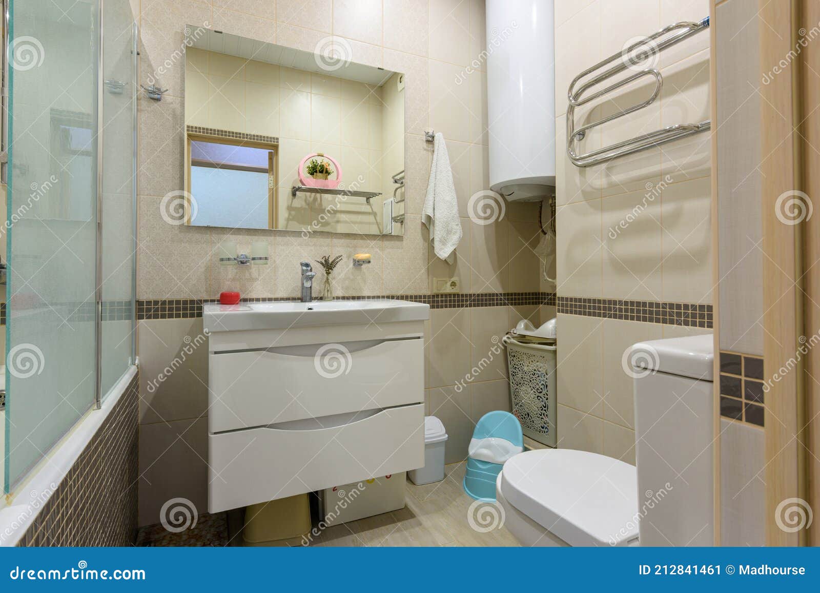 Interior of a Modern Bathroom Combined with a Toilet Stock Image ...