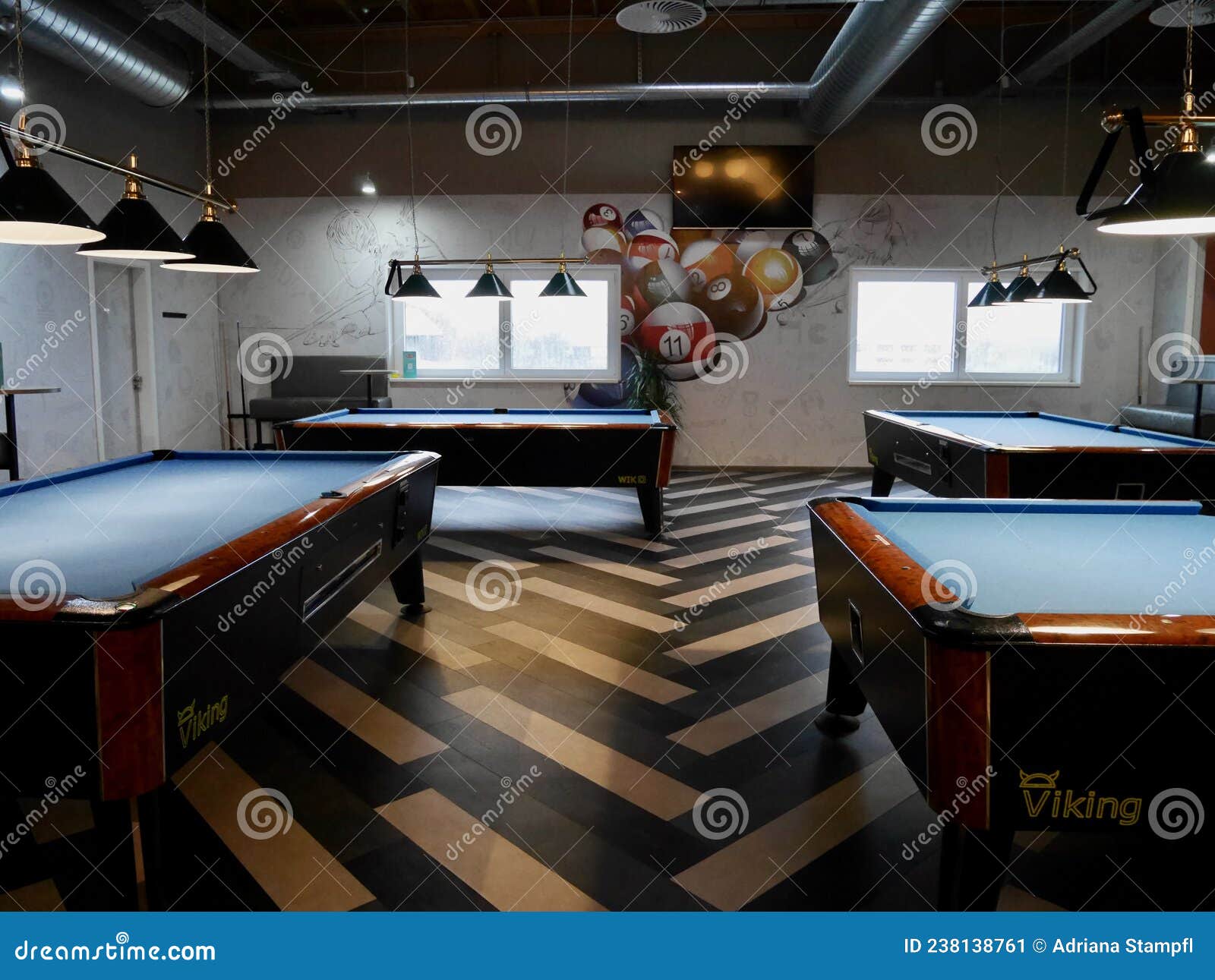 Interior of Modern Billiard Hall. Stock Image - Image of indoors, sport ...