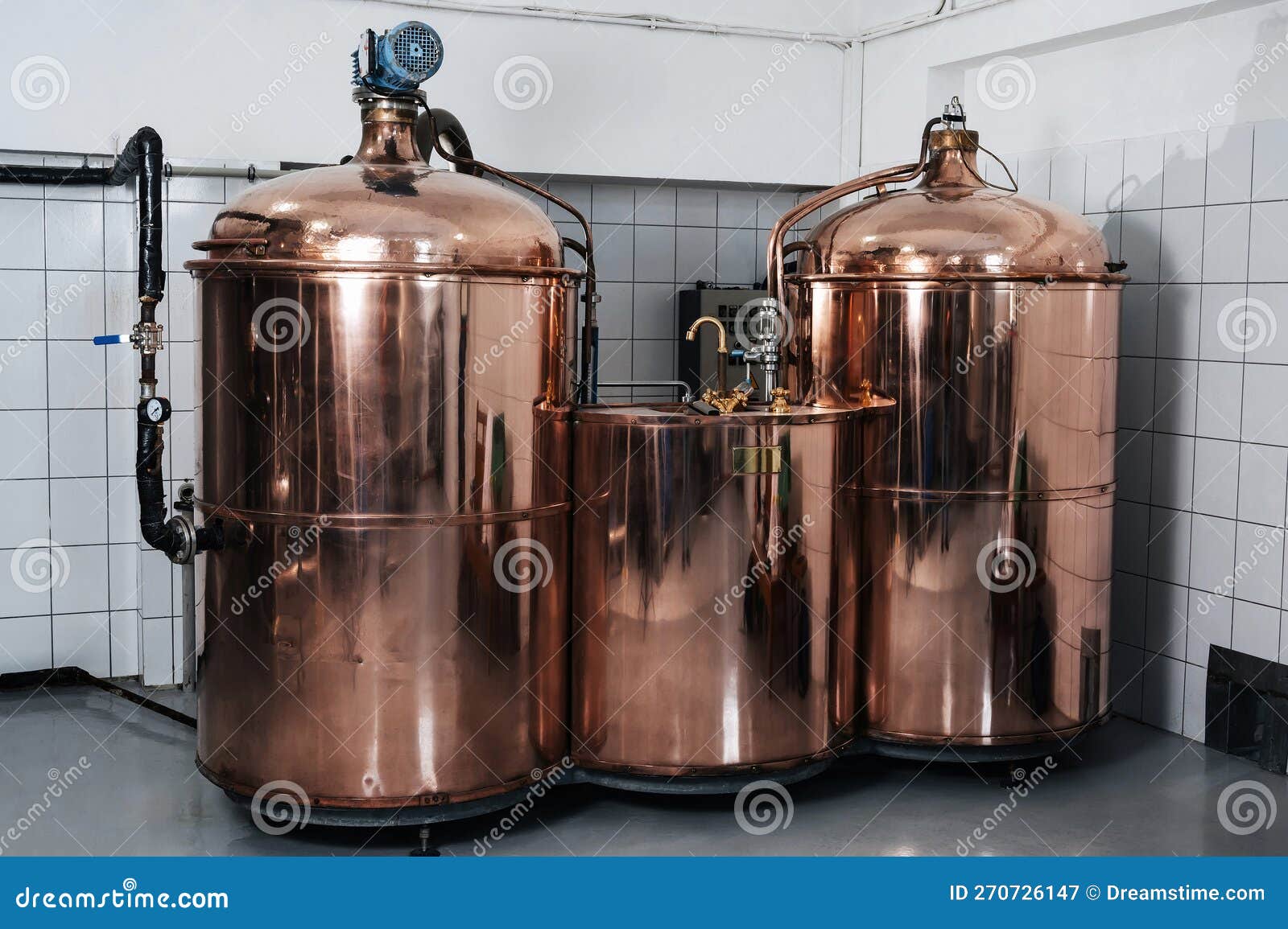 Interior of Modern Brewery with Copper Tanks for Beer Production Stock ...