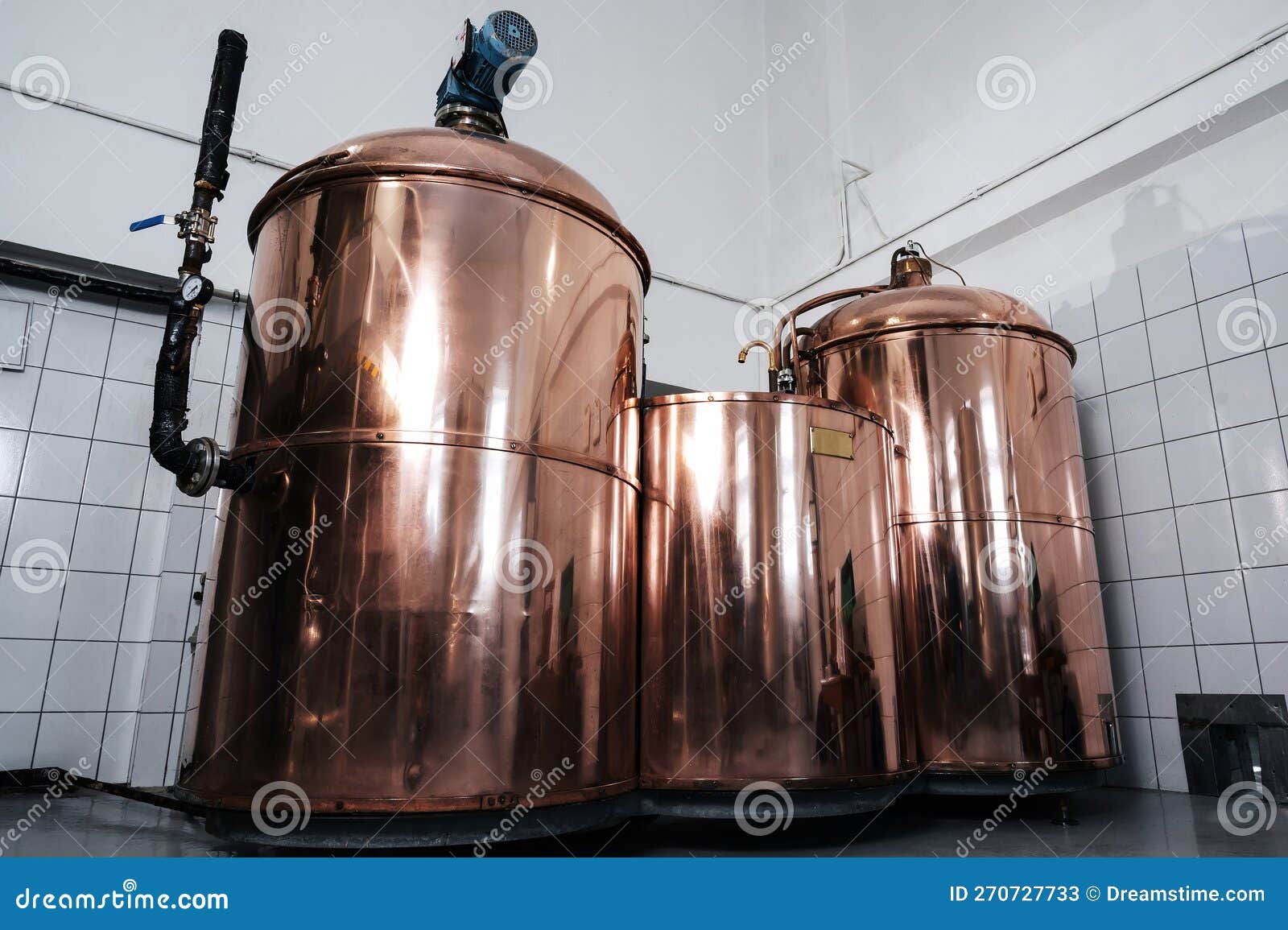 Interior of Modern Brewery with Copper Tanks for Beer Production Stock ...