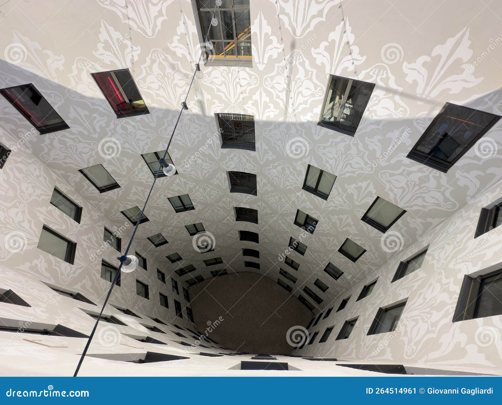 Interior of a Modern Building with Circular Shape and Geometric Pattern ...