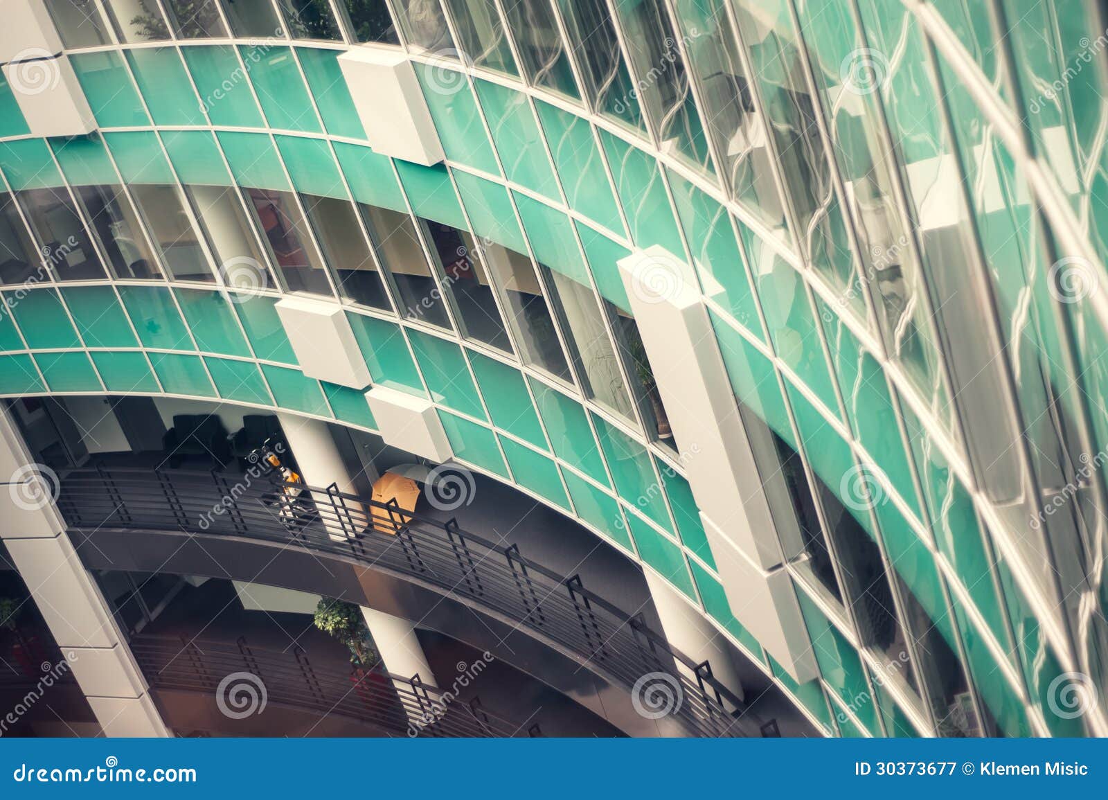Interior of Modern Building with Green Glass Stock Image - Image of ...