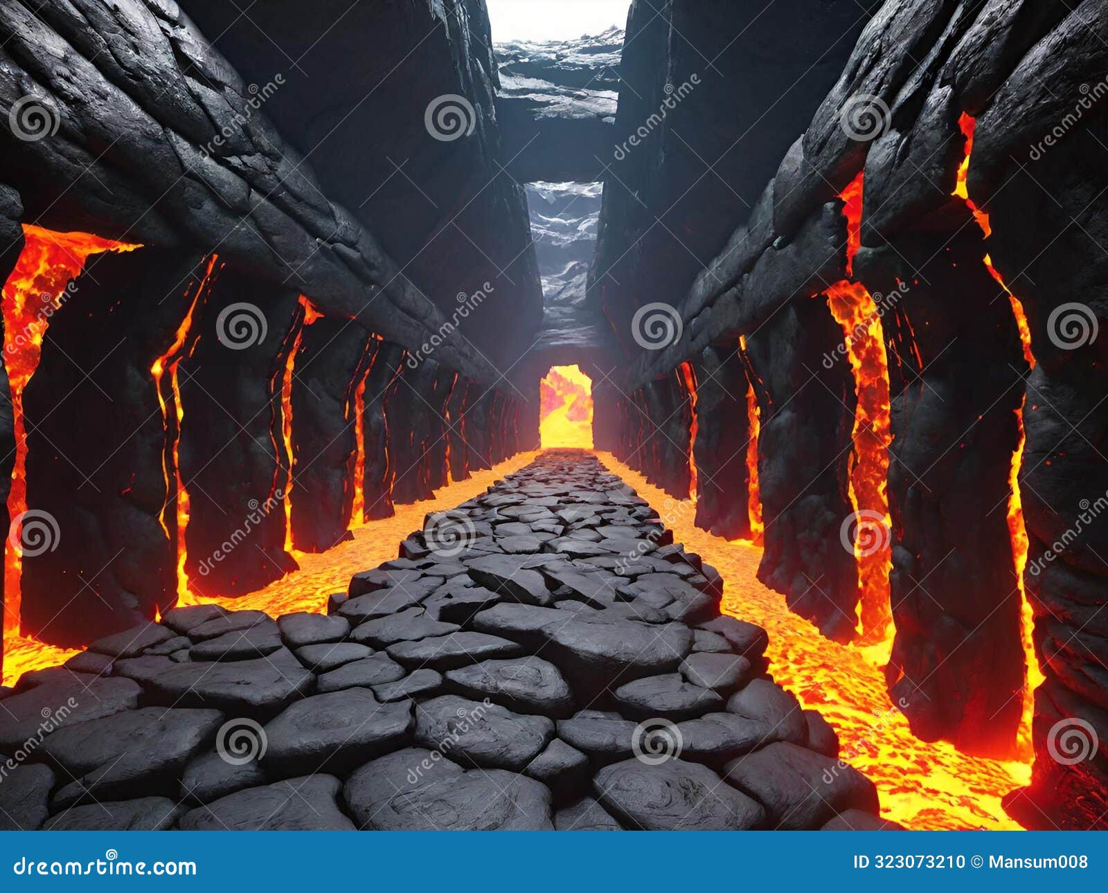 Interior of a Modern Building with Lava Stock Illustration ...