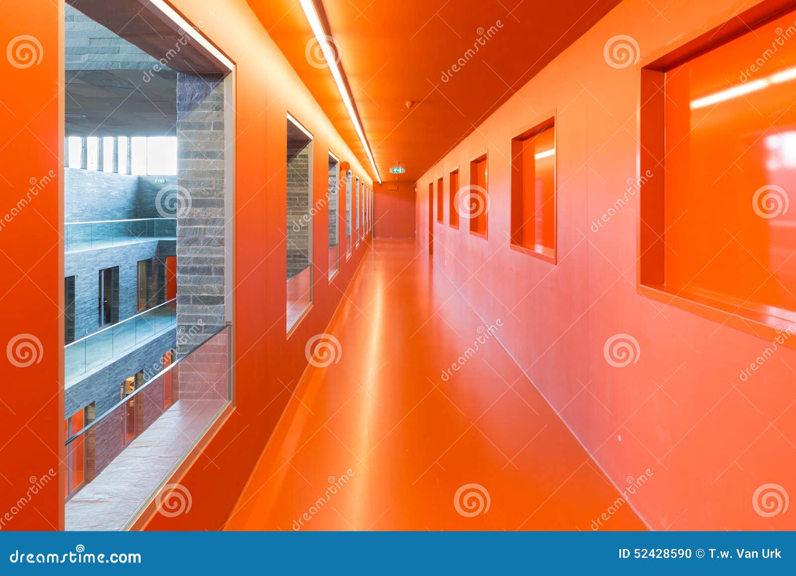 Interior Modern Building with Several Floors and Orange Painted ...