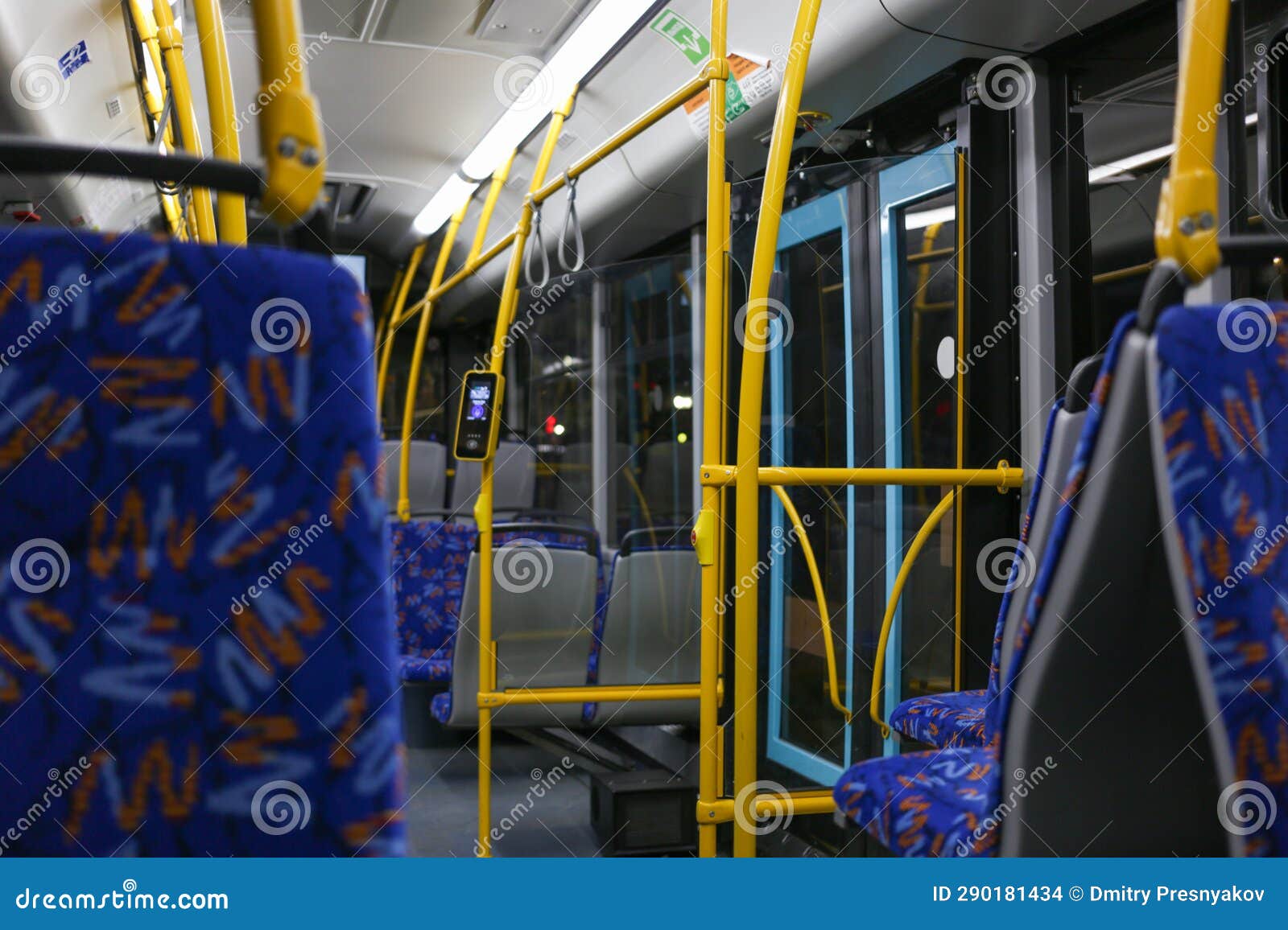 Interior of a Modern Bus or Trolleybus. Passenger Compartment Editorial ...