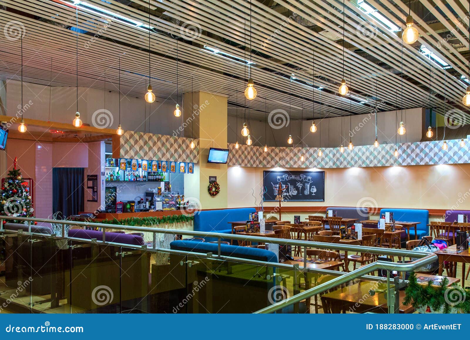 Interior of Modern Cafe with Bar Counter Stock Photo - Image of ...