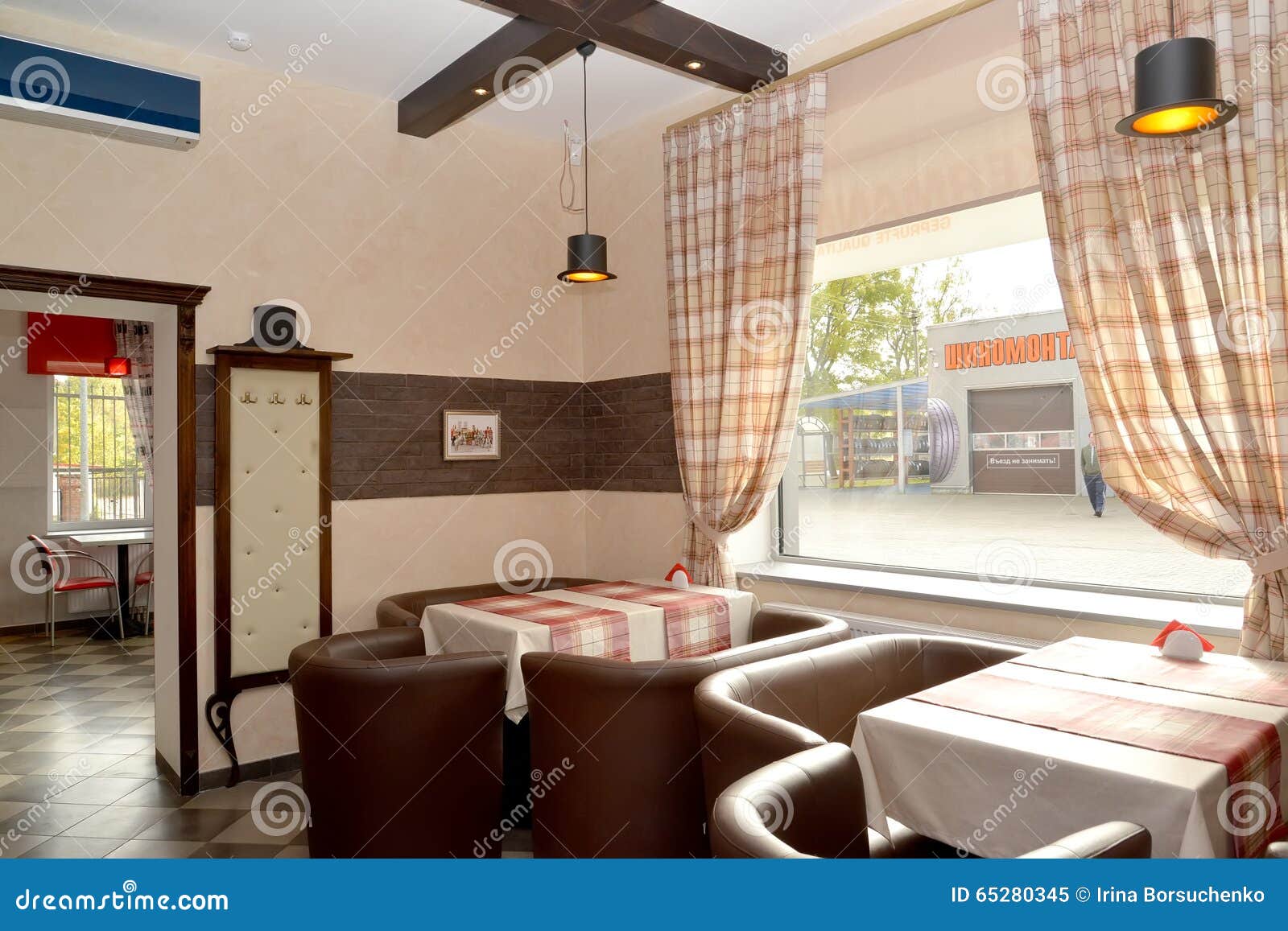 Interior of Modern Cafe in Brown Tones Editorial Image - Image of ...