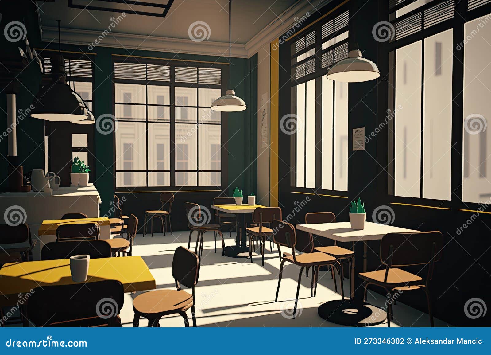 Interior of a modern cafe stock illustration. Illustration of ...