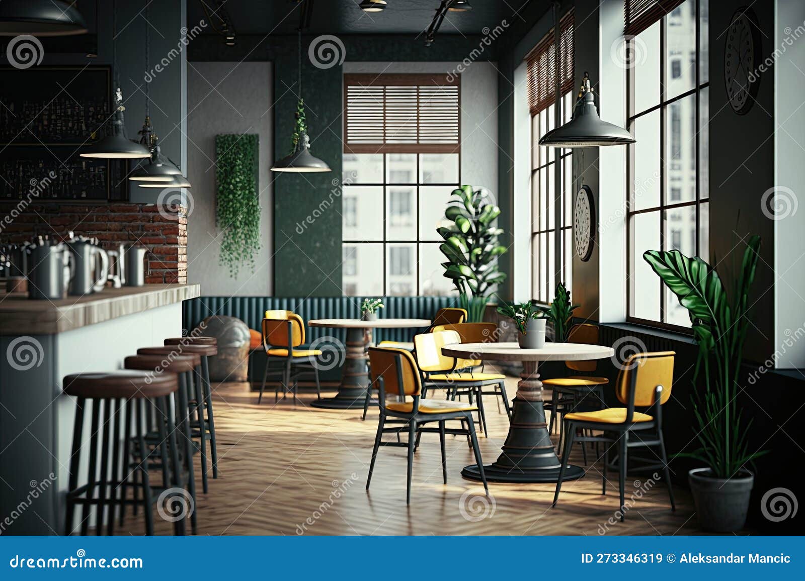 Interior of a modern cafe stock illustration. Illustration of lifestyle ...