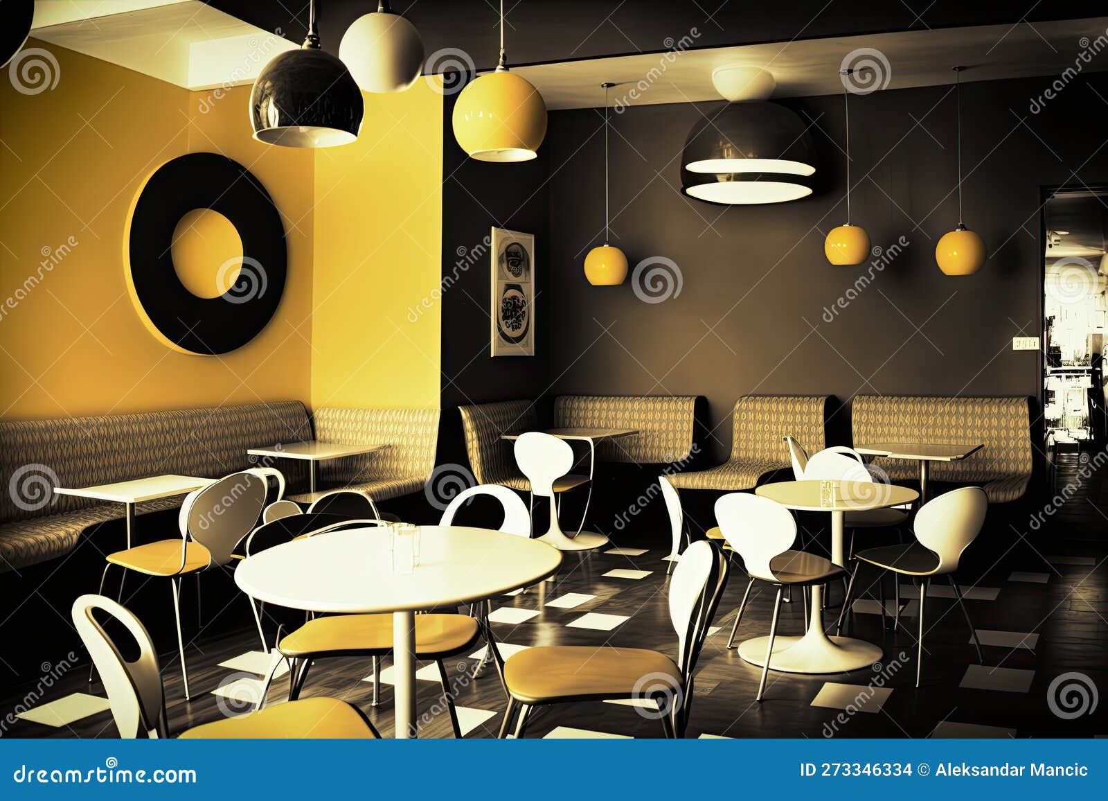 Interior of a modern cafe stock illustration. Illustration of space ...