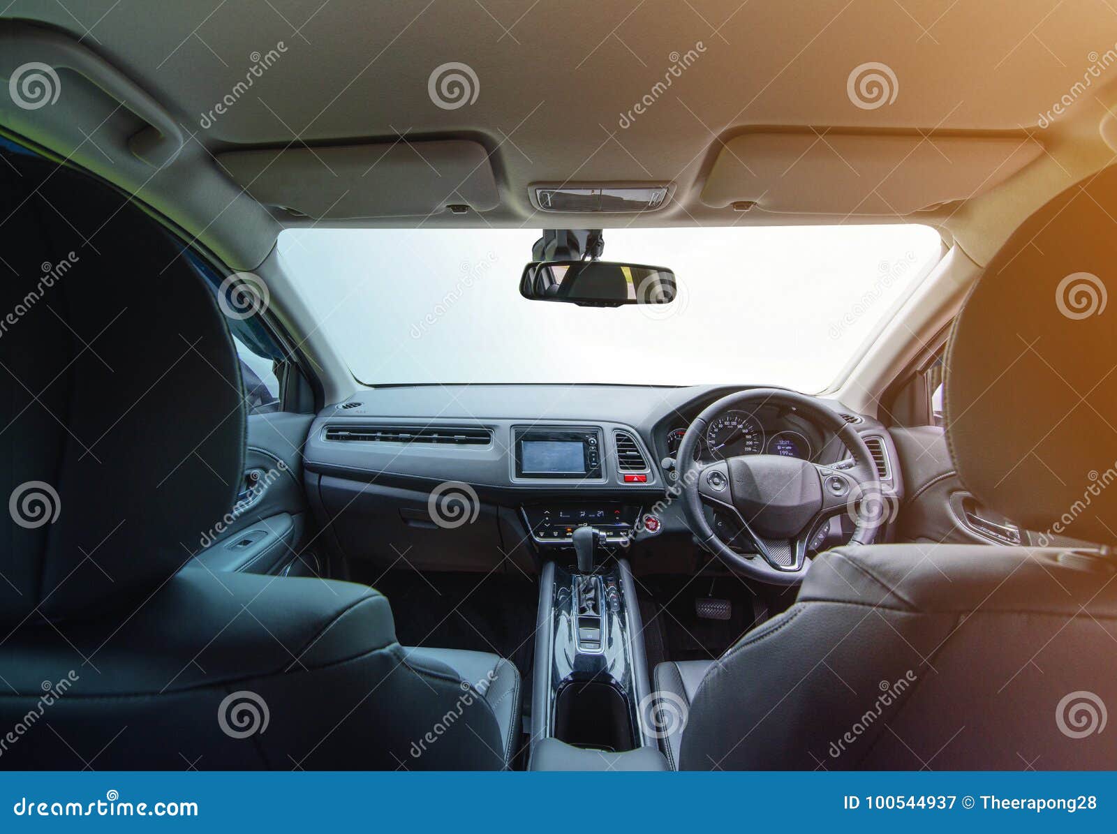 Interior of Modern Car with Isolated Windshield Front for Driving ...
