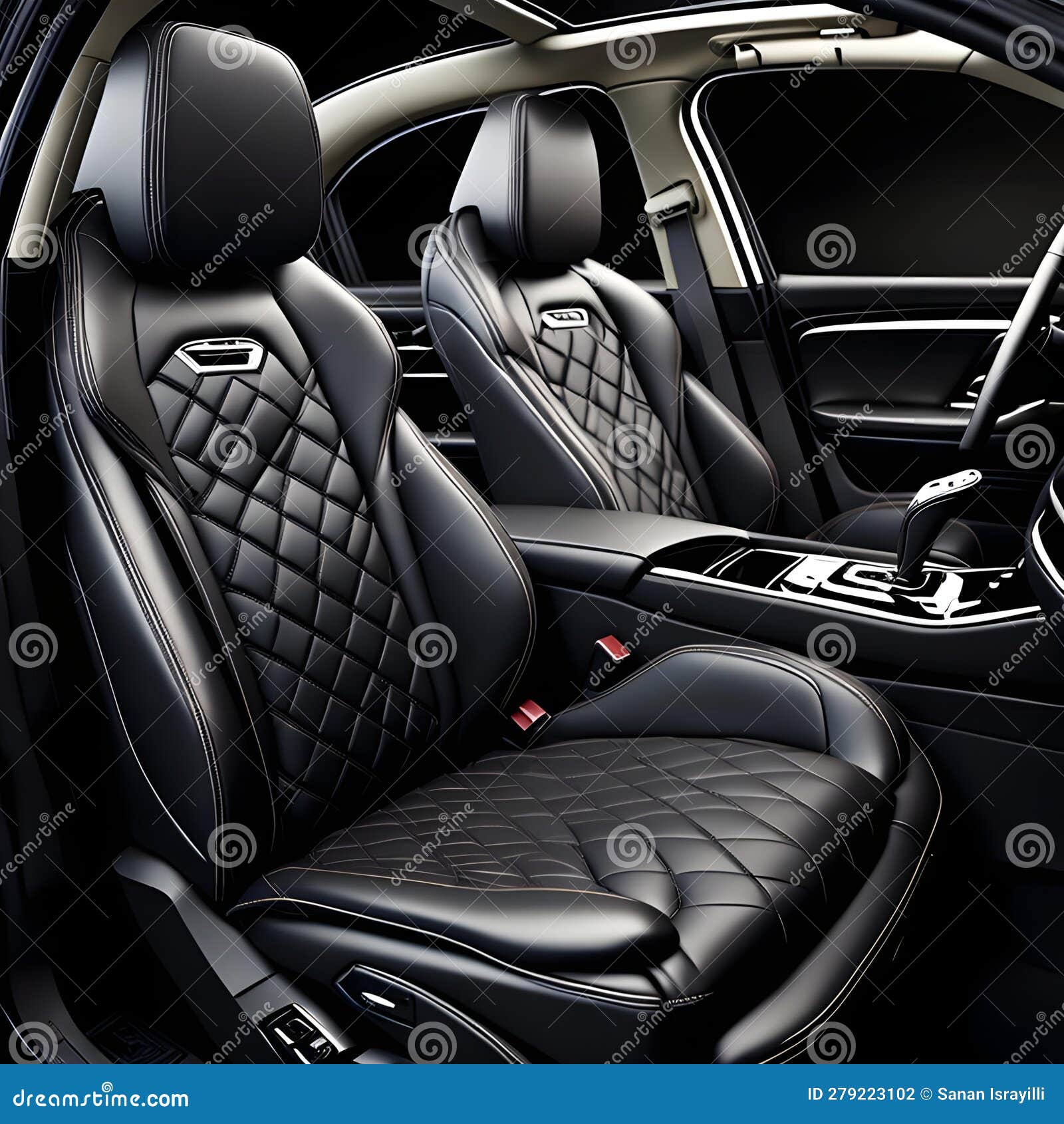 Interior of a Modern Car with Leather Seats. Generative Ai Stock ...