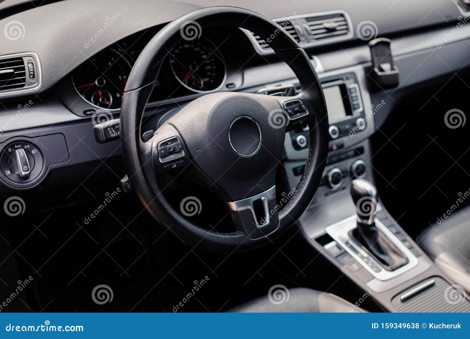 Interior of Modern Car, Steering Wheel, Dashboard. Stock Photo - Image ...