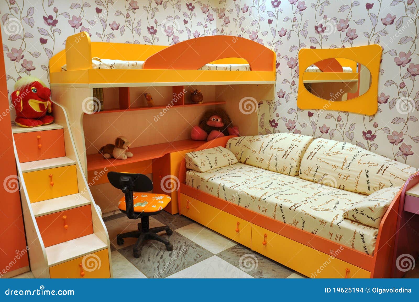 Interior of Modern Children S Room Stock Photo - Image of yellow, couch ...