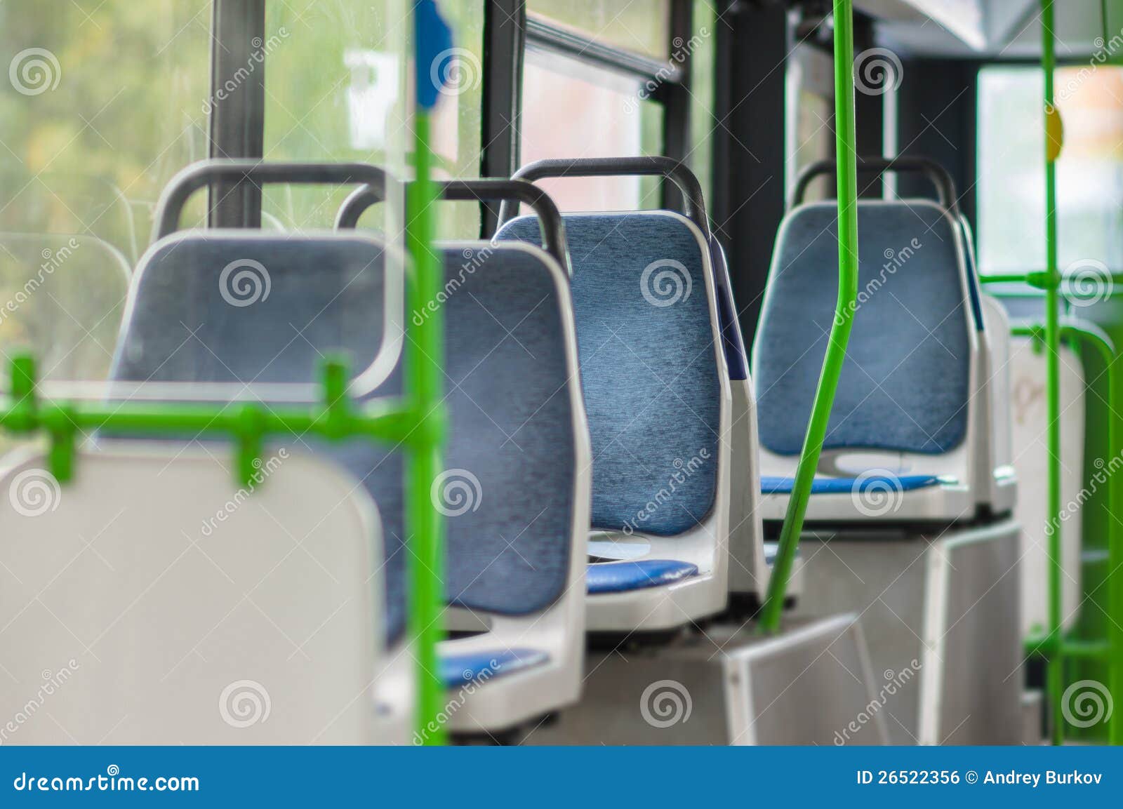 Interior of Modern City Bus Stock Photo - Image of pull, passengers ...