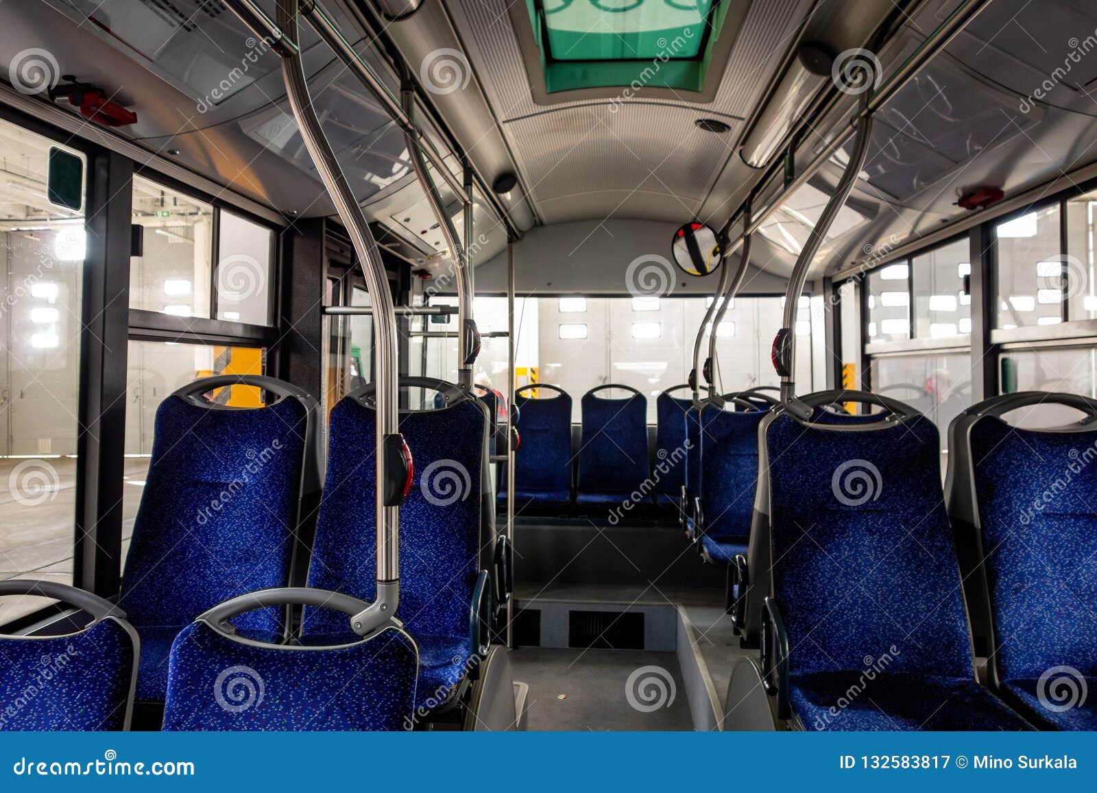 Interior of a Modern City Bus with Blue Seats Stock Image - Image of ...