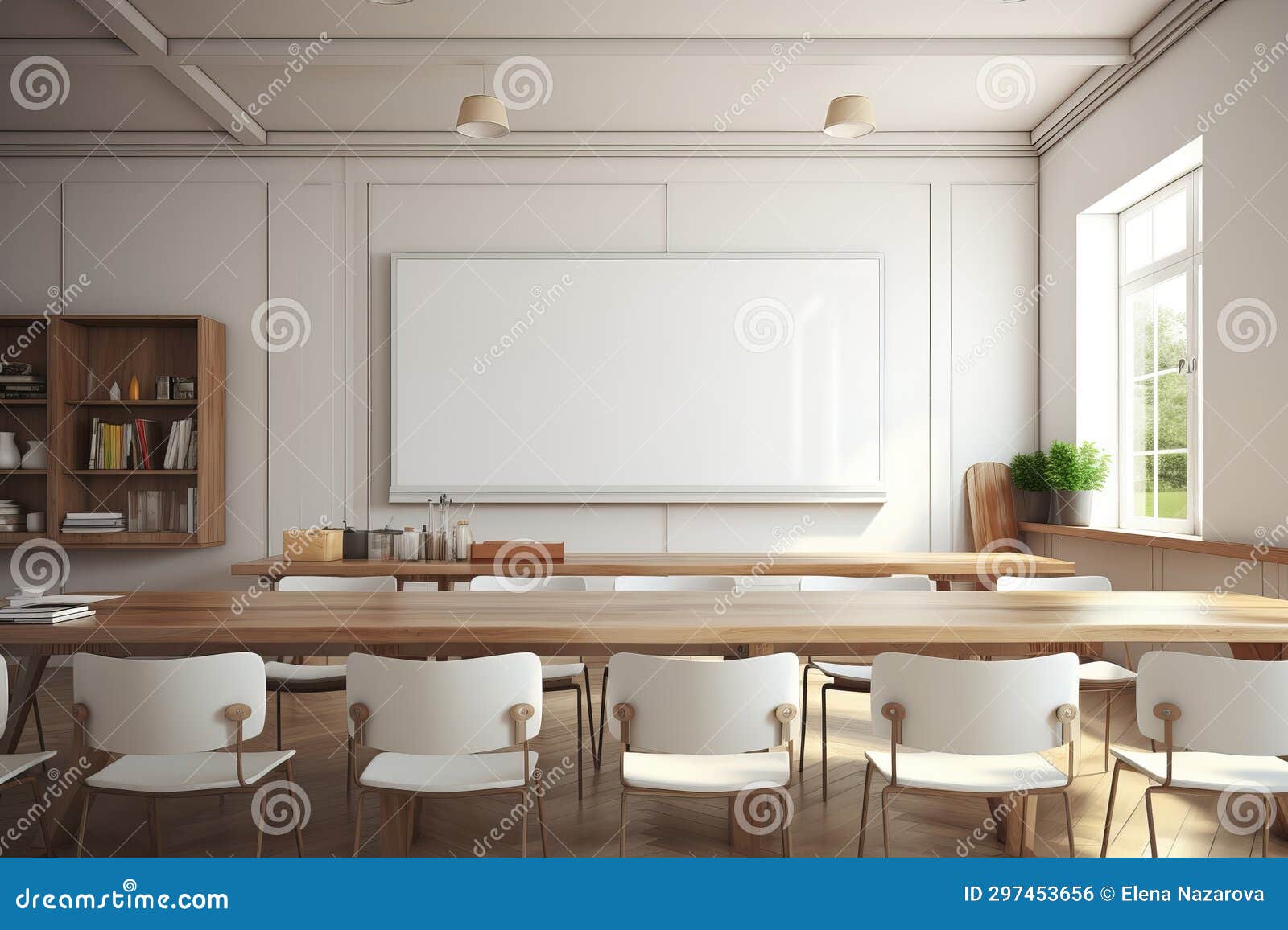 Interior of Modern Classroom with White Comfortable Furniture and Empty ...