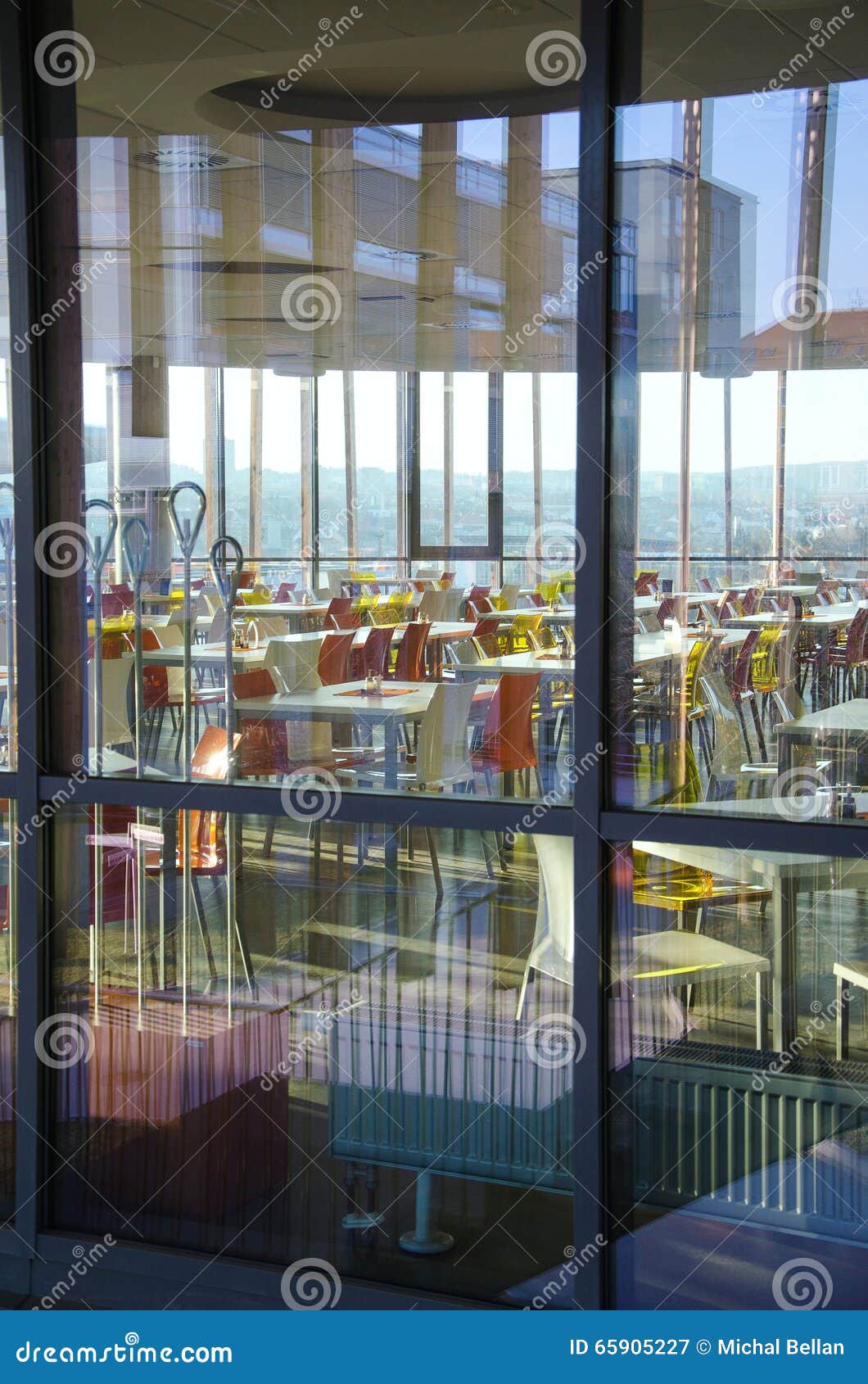 Interior of Modern Company Lunchroom Behind Window Stock Image - Image ...