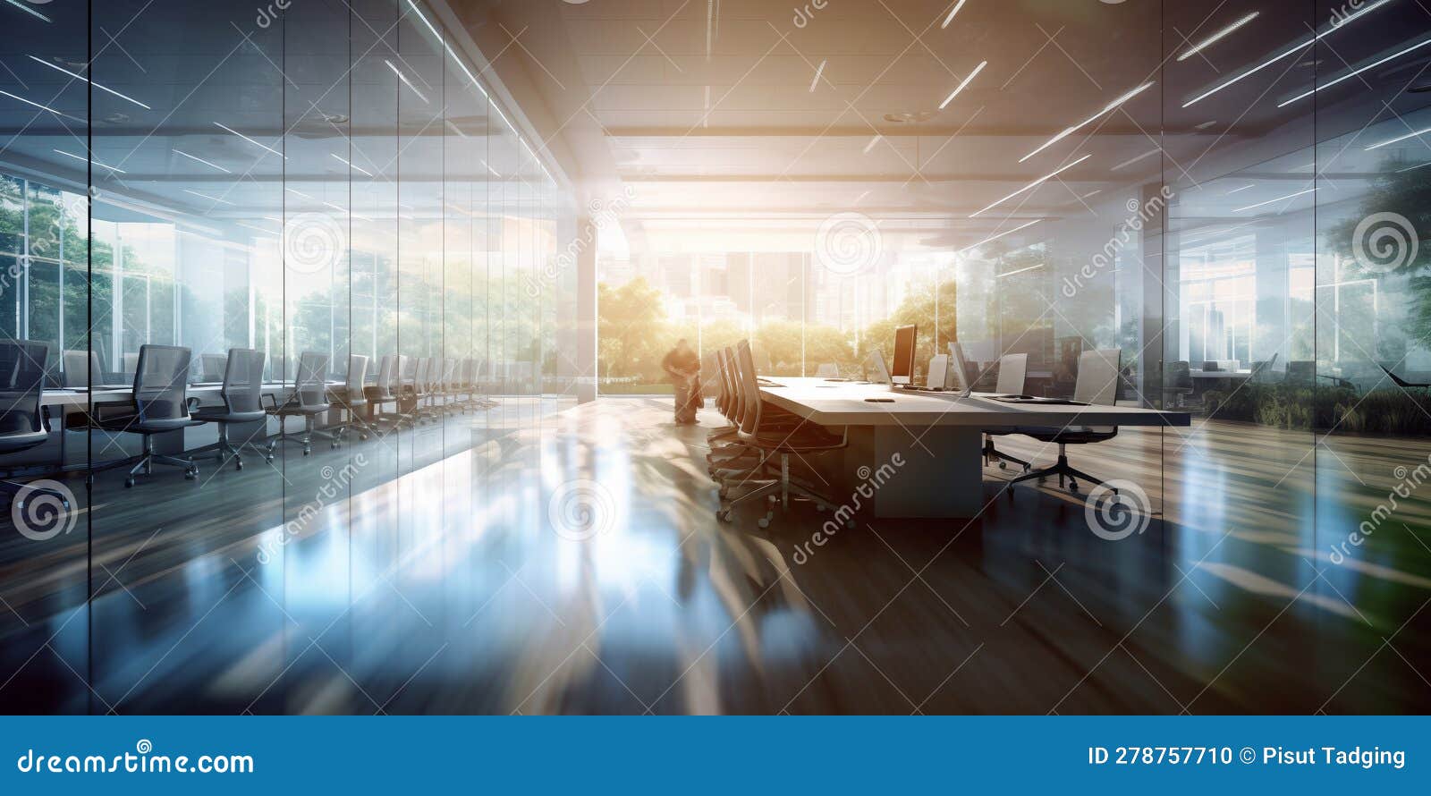 Interior of Modern Conference Room with Panoramic City View and ...