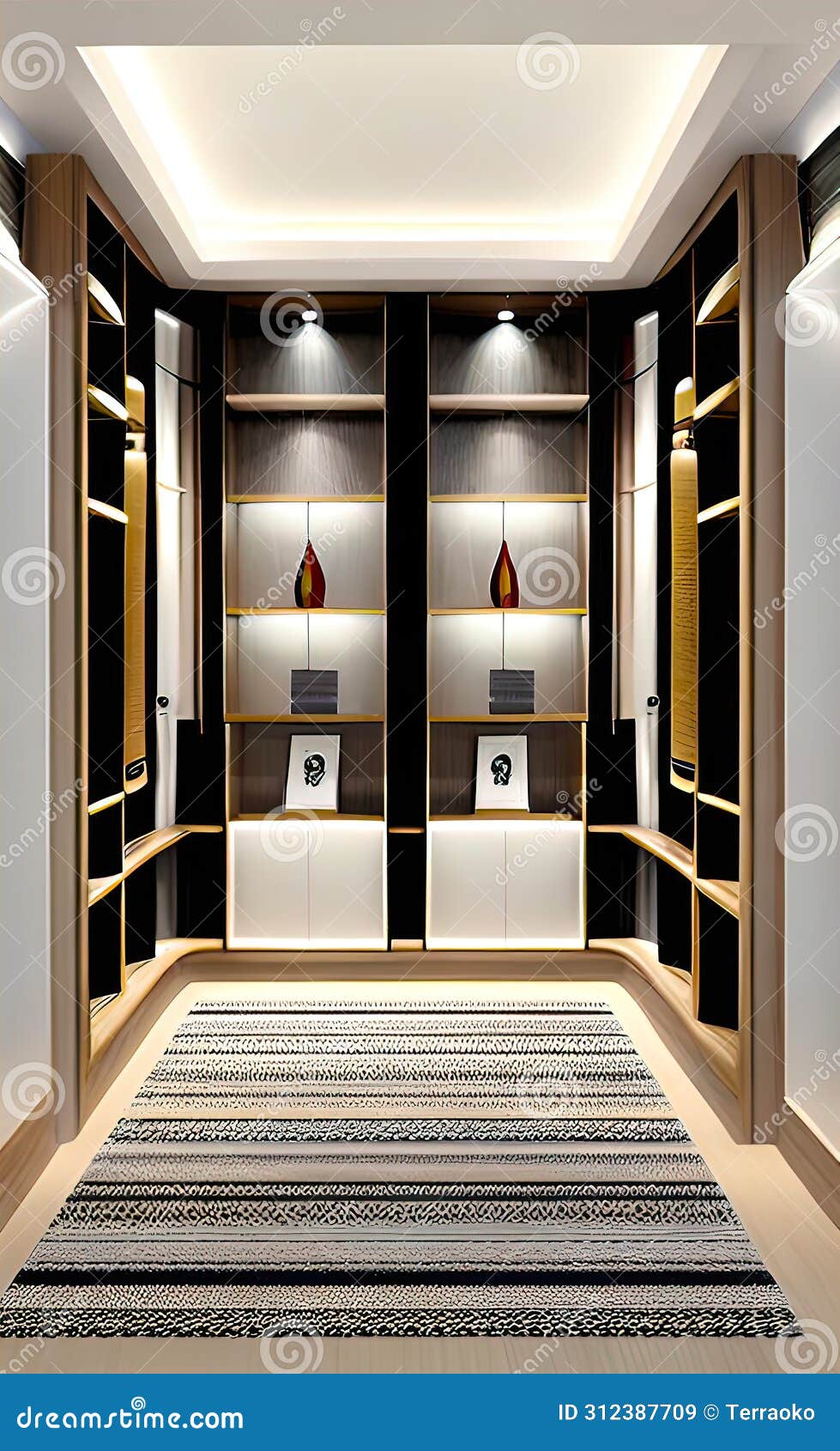 Interior Of A Modern Corridor With A Library, Warehouse Design With ...