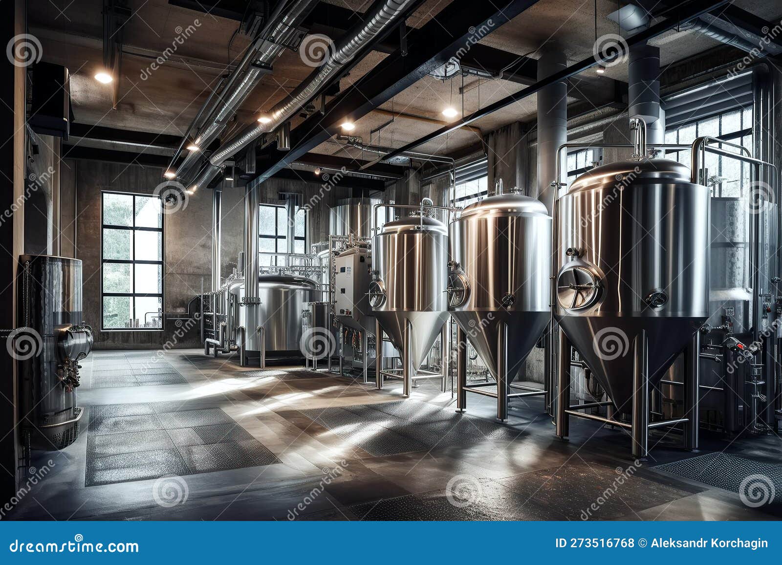 Interior of Modern Craft Brewery with Beer Tanks. Generative AI ...