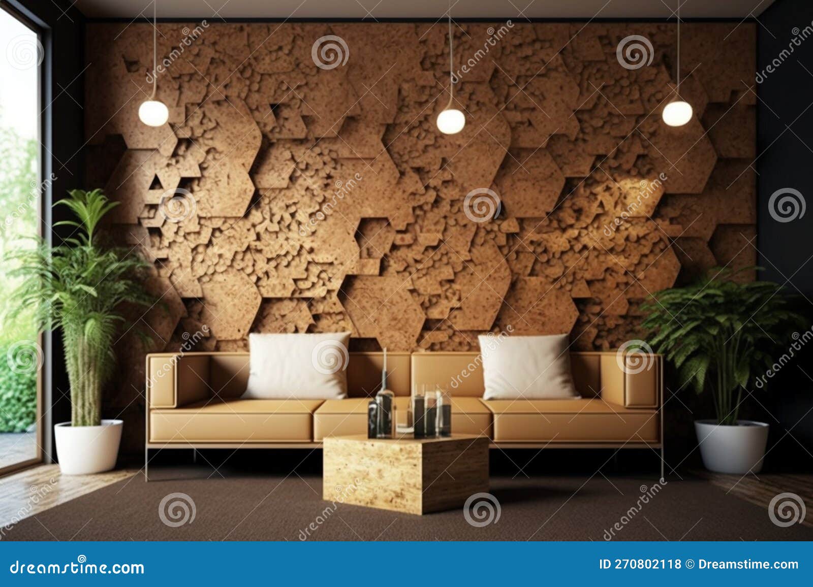 Interior of Modern Design Room with Cork Wall Generative AI Stock ...