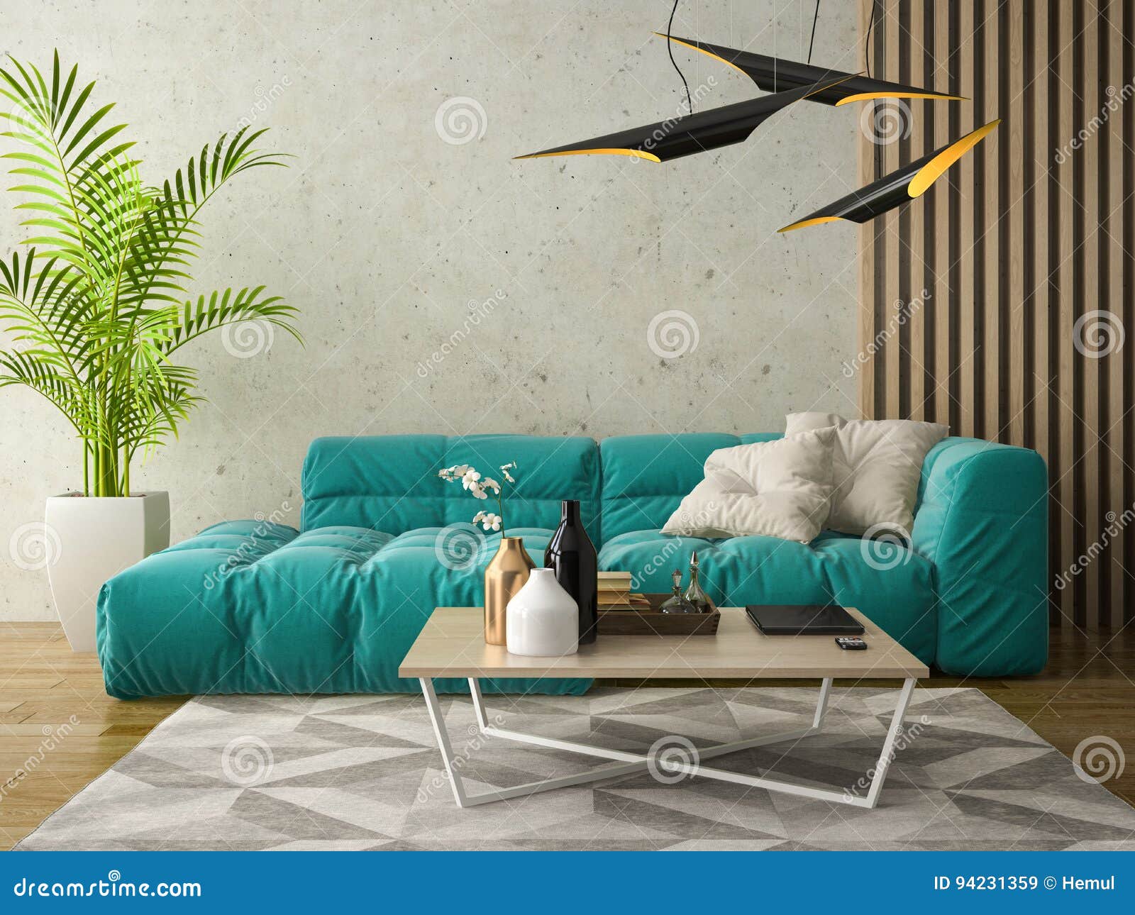 Interior Modern Design Room 3D Illustration Stock Illustration ...