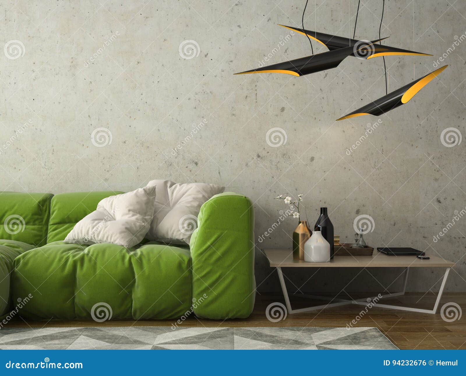 Interior Modern Design Room 3D Illustration Stock Illustration ...