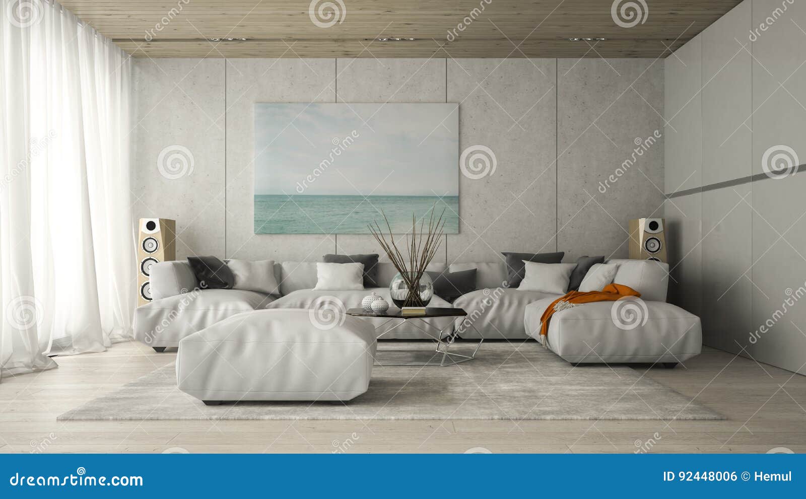 Interior of Modern Design Room 3D Rendering Stock Photo - Image of ...