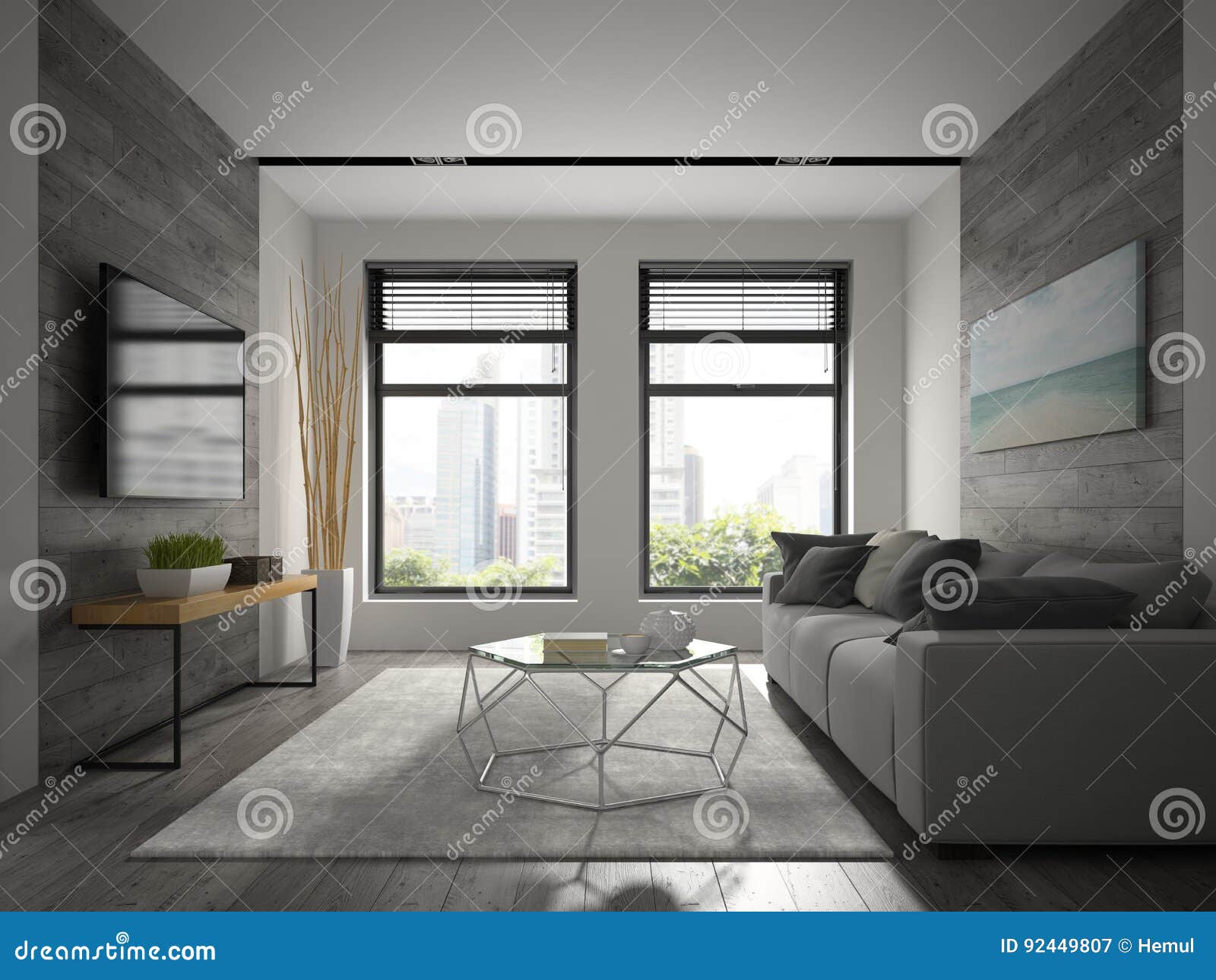 Interior of Modern Design Room 3D Rendering Stock Image - Image of ...