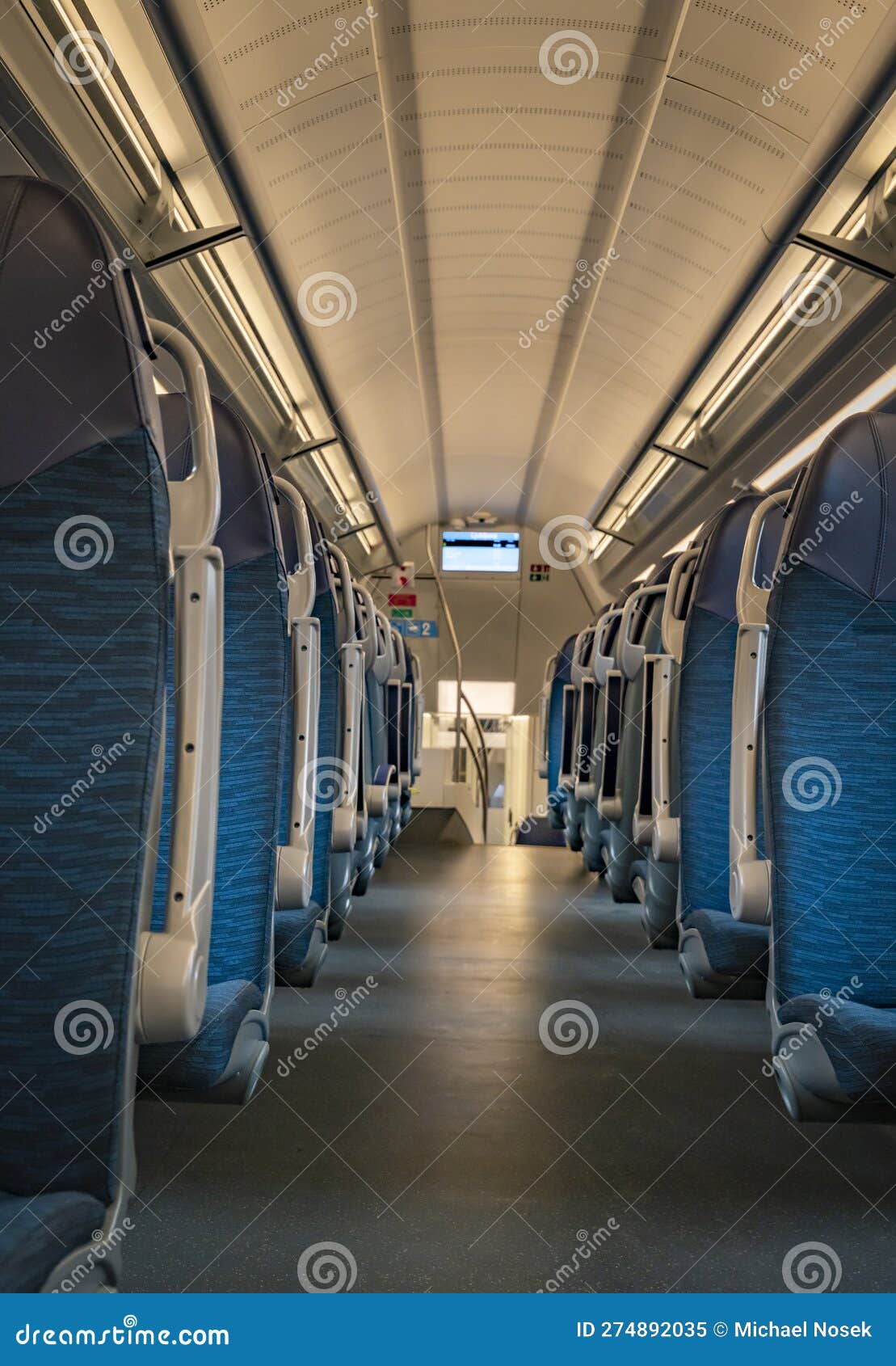 Interior of Modern Electric Train in Slovenia with Blue Comfortable ...