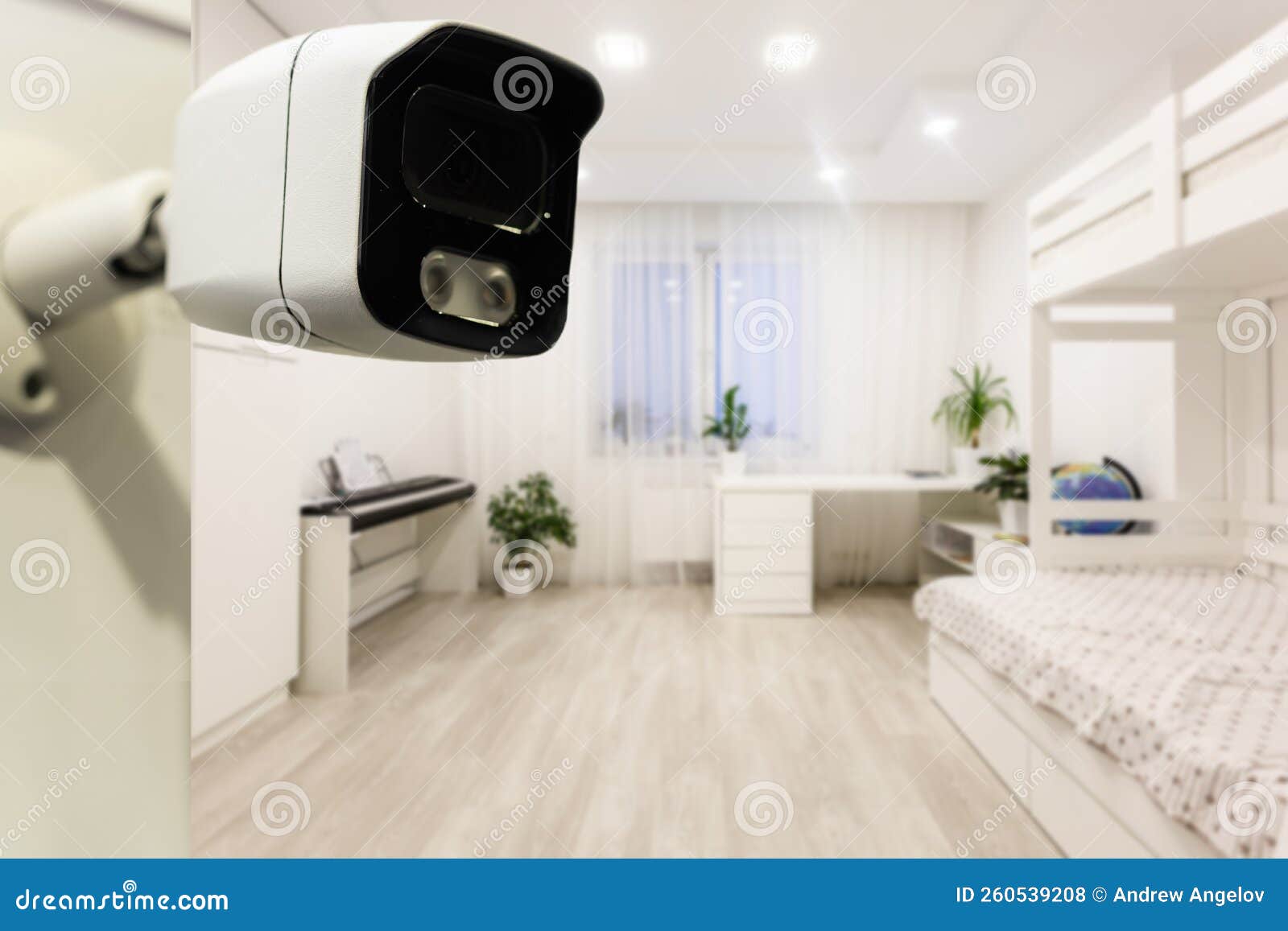 Interior of Modern Empty Living Room with Security Camera in House ...
