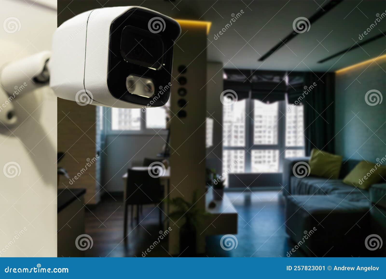 Interior of Modern Empty Living Room with Security Camera in House ...
