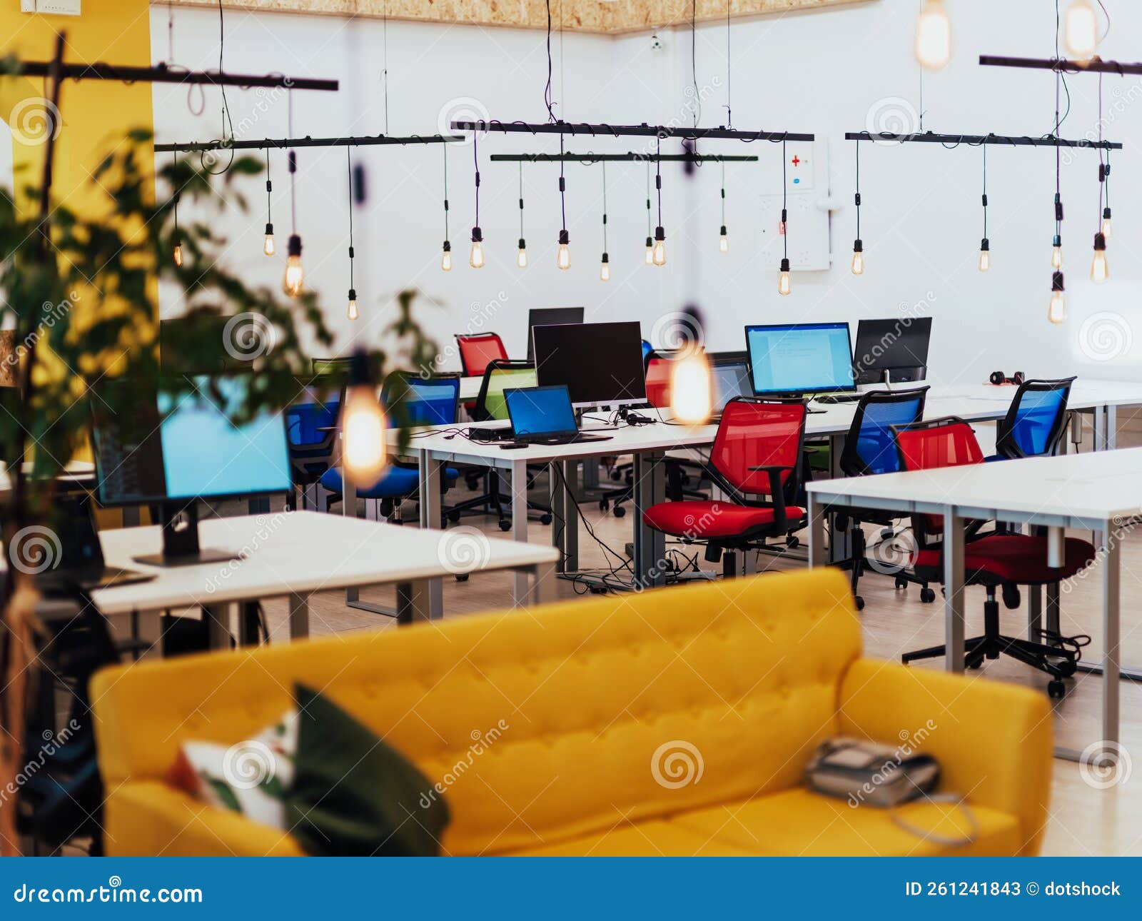Interior of Modern Empty Office Building. Open Ceiling Design. Stock ...