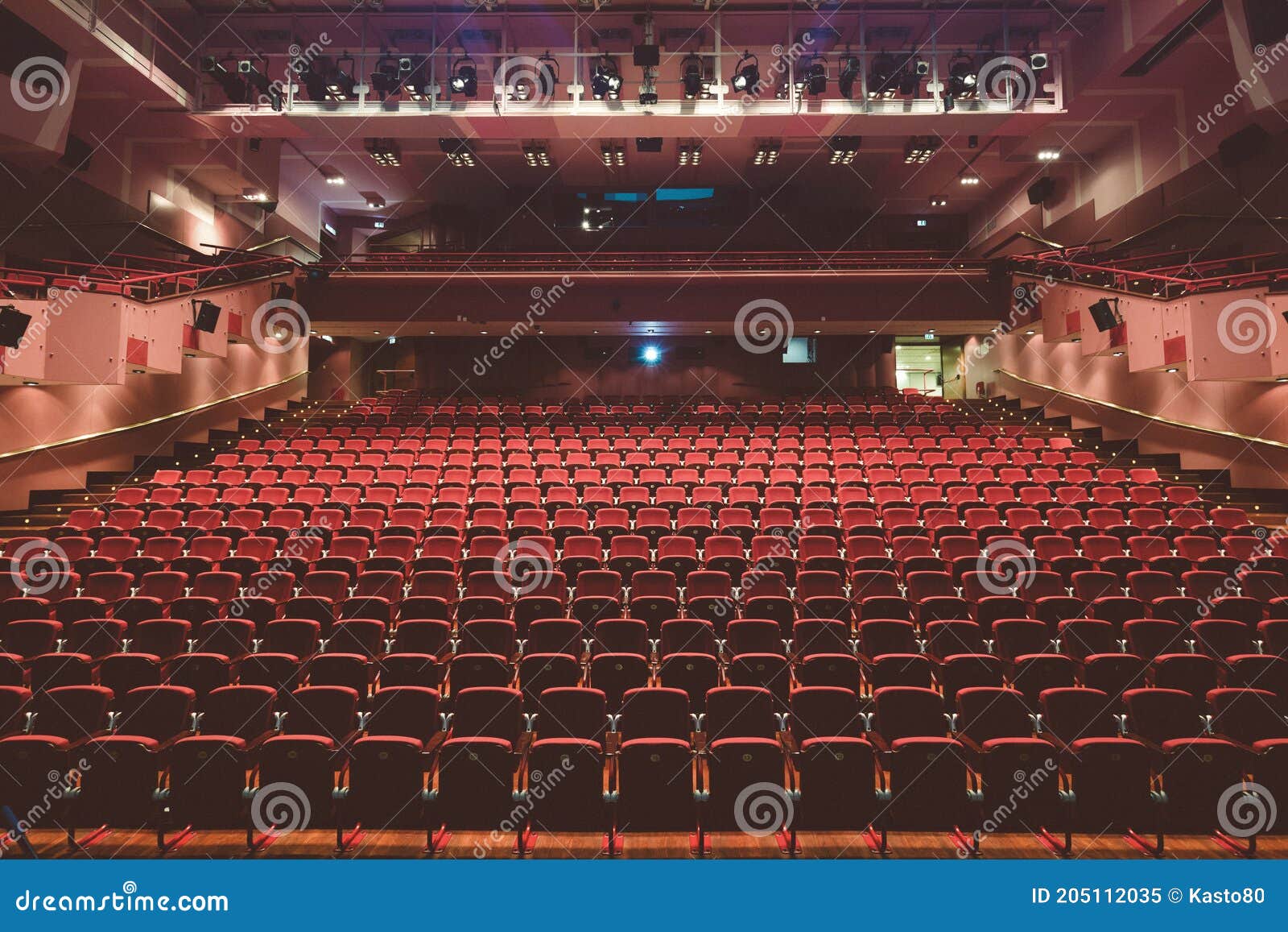 Interior of Modern Empty Red Congress Hall Stock Image - Image of ...