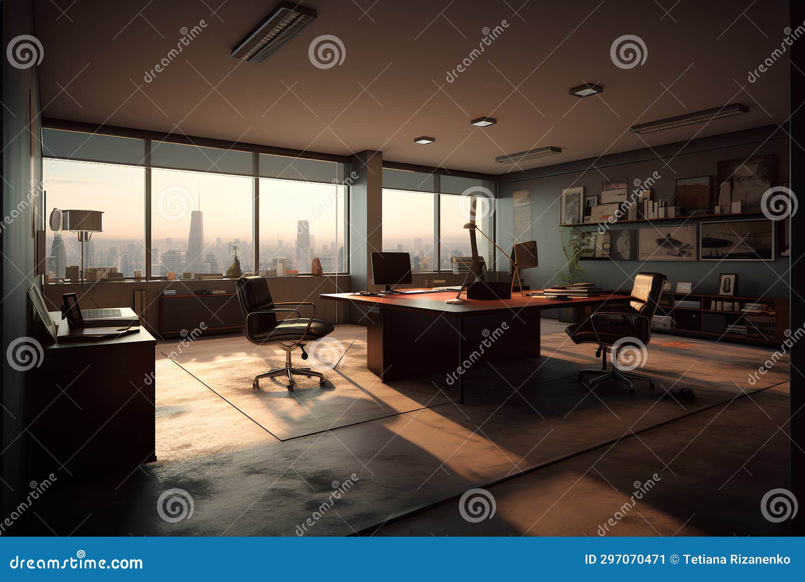 Interior of Modern Empty Top Manager S Office with Beautiful Cityscape ...