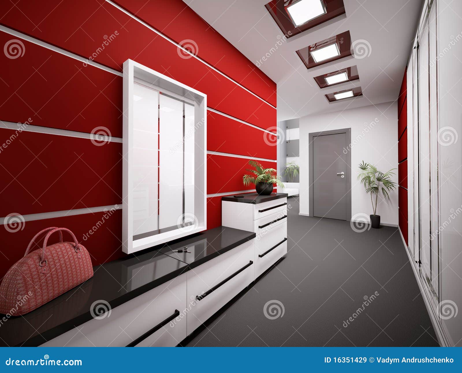Interior of Modern Entrance Hall 3d Render Stock Illustration ...