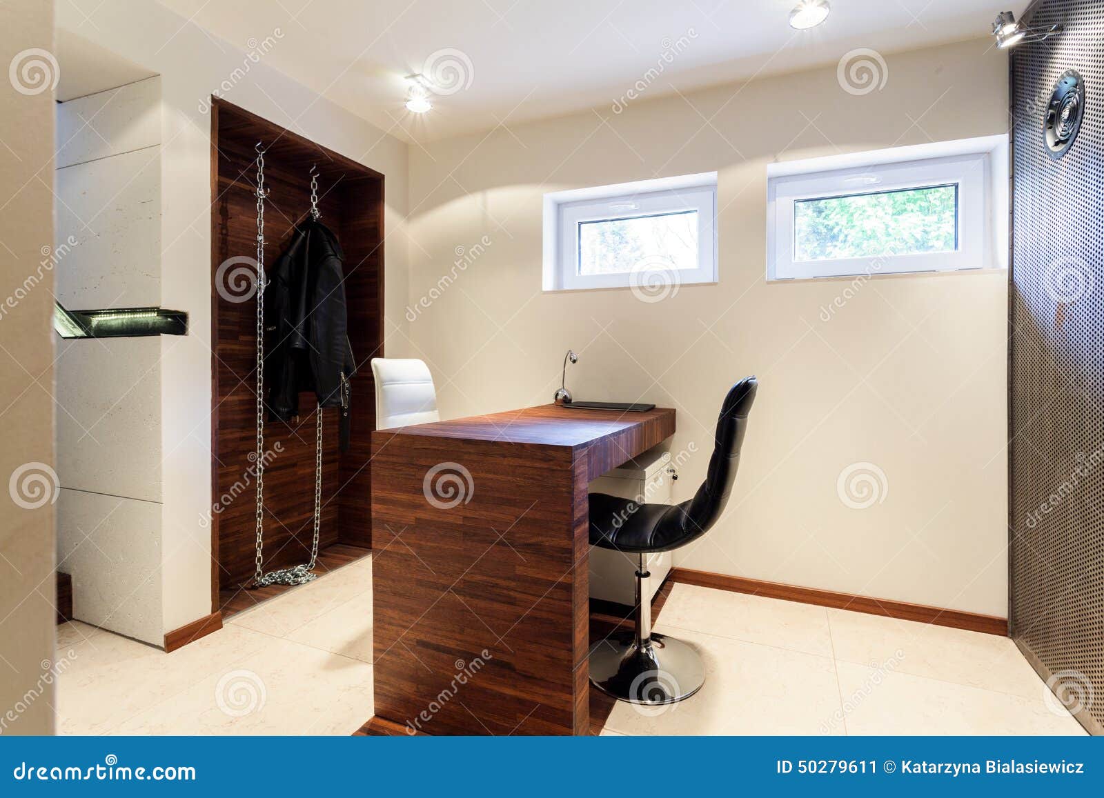 Interior of Modern Equipped Basement Stock Image - Image of comfortable ...