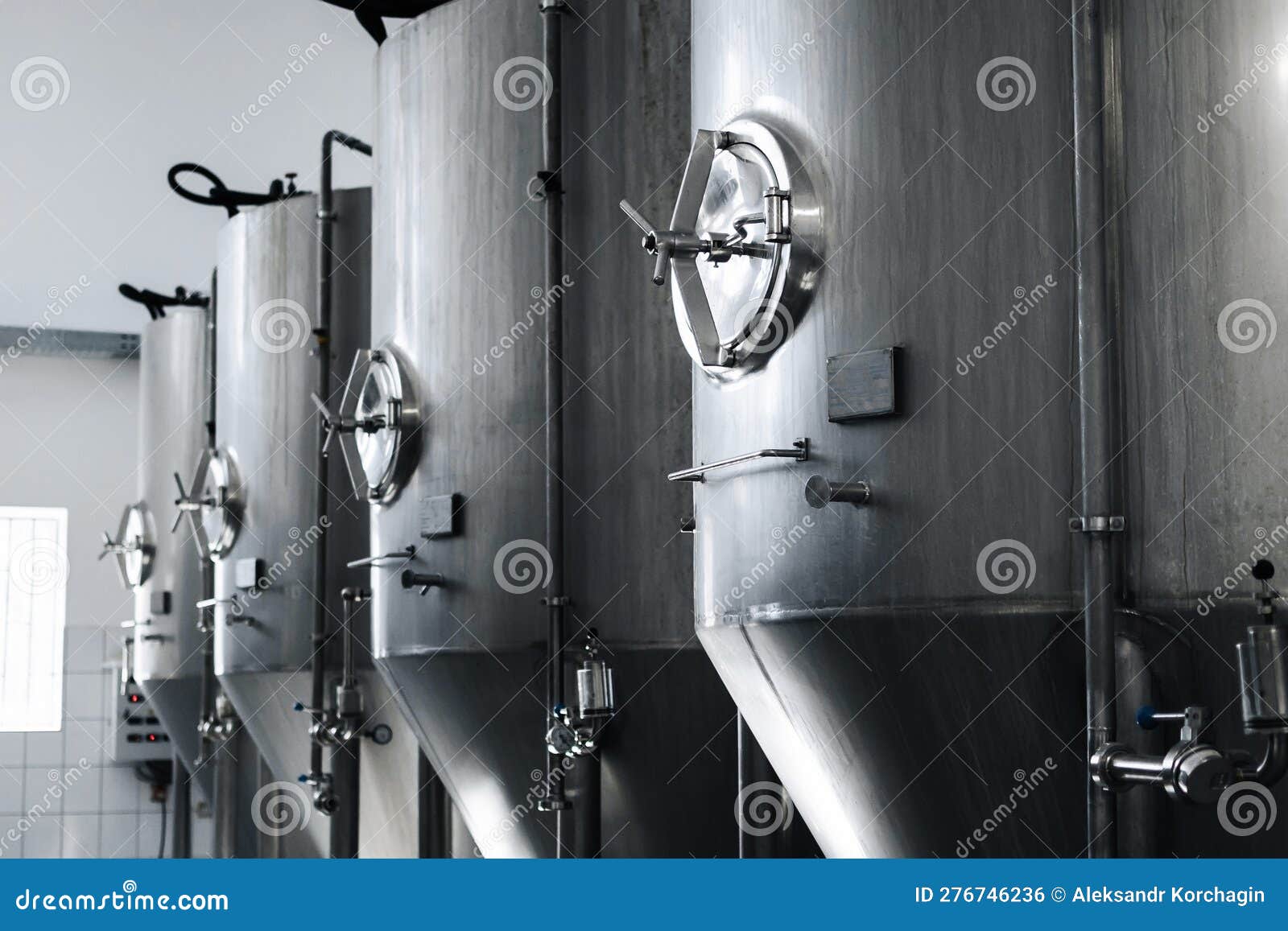 Interior of Modern Factory Brewery with Tanks Inside Stock Photo ...