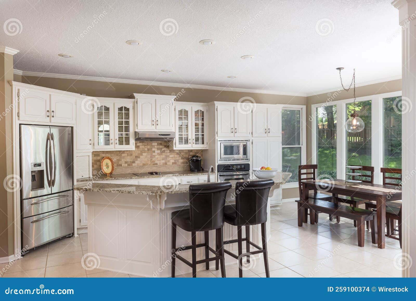 Interior of a Modern Furnished Kitchen with Big Windows Editorial Stock ...