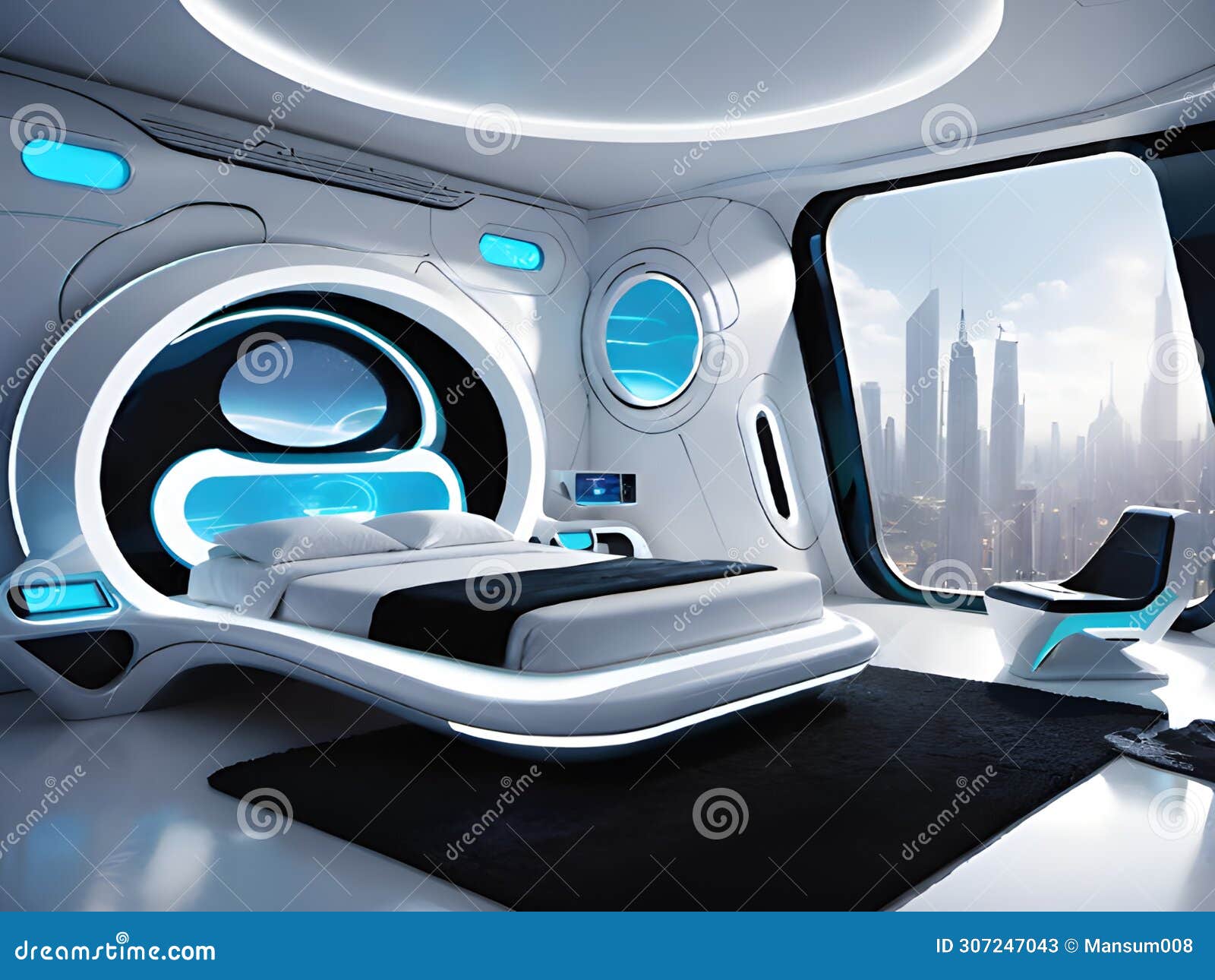 Interior of Modern Future Room Stock Illustration - Illustration of ...