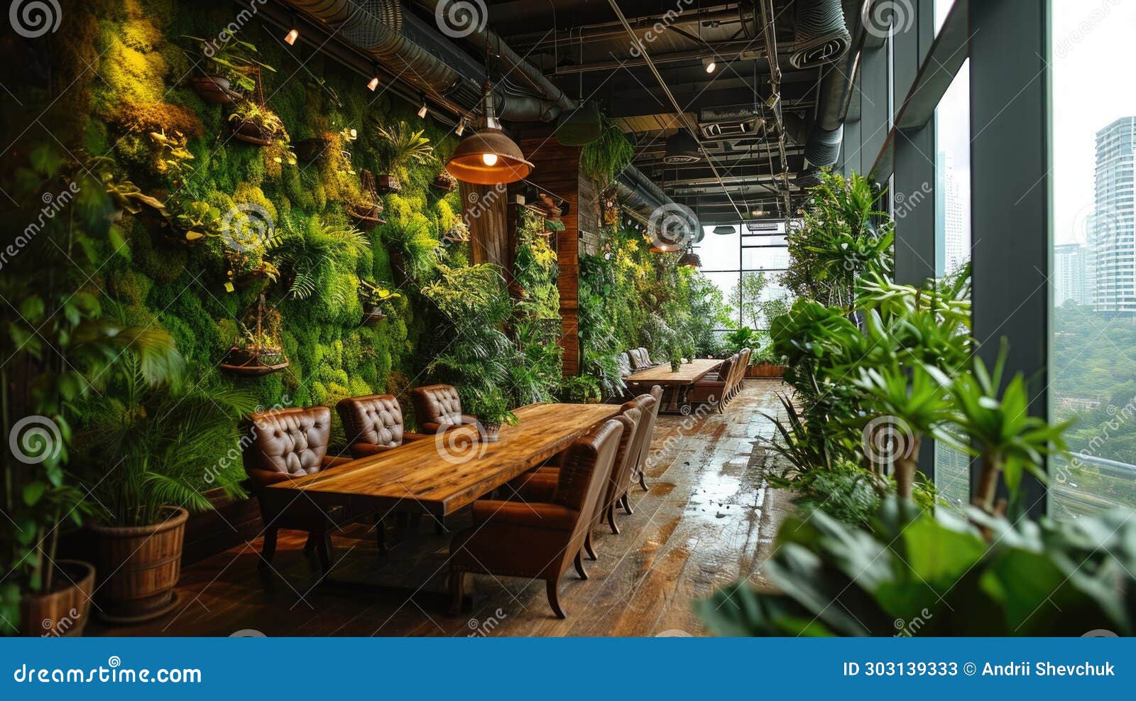 Interior of a Modern Greenhouse Cafe with Plants and Greenery Stock ...