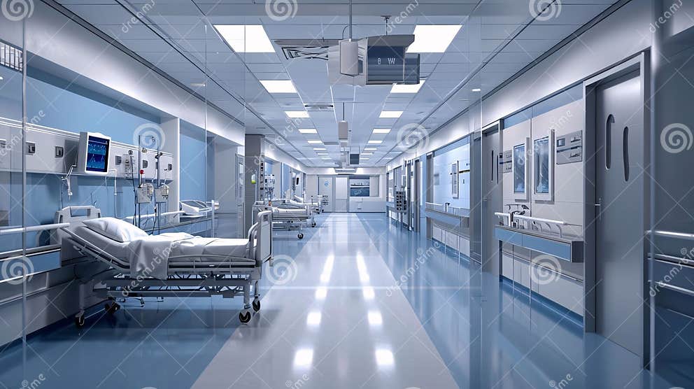 Interior of a Modern Hospital Corridor. 3d Rendering Image Stock ...